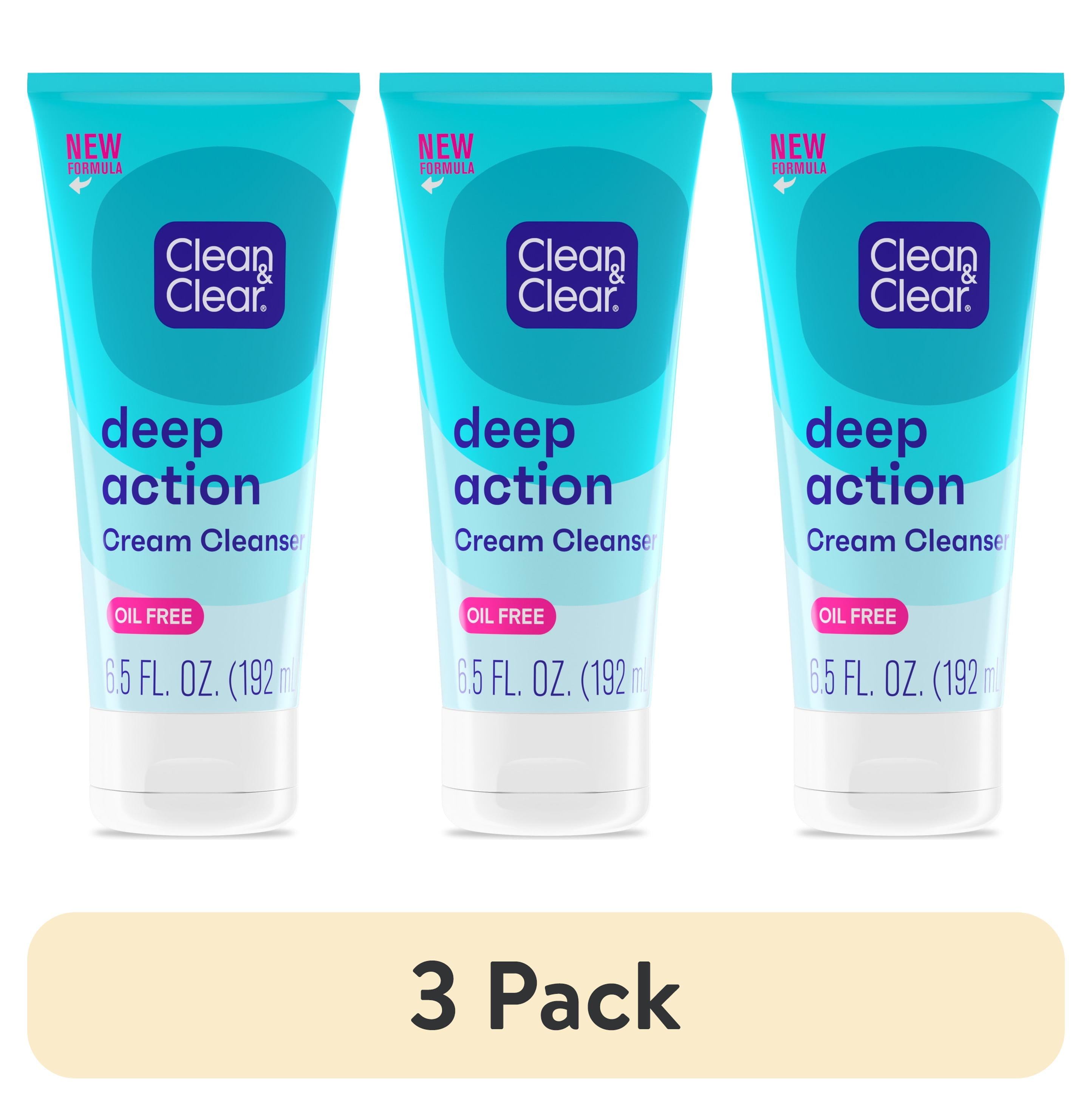 (3 pack) Clean & Clear Oil-Free Deep Action Cream Facial Cleanser, 6.5 ...