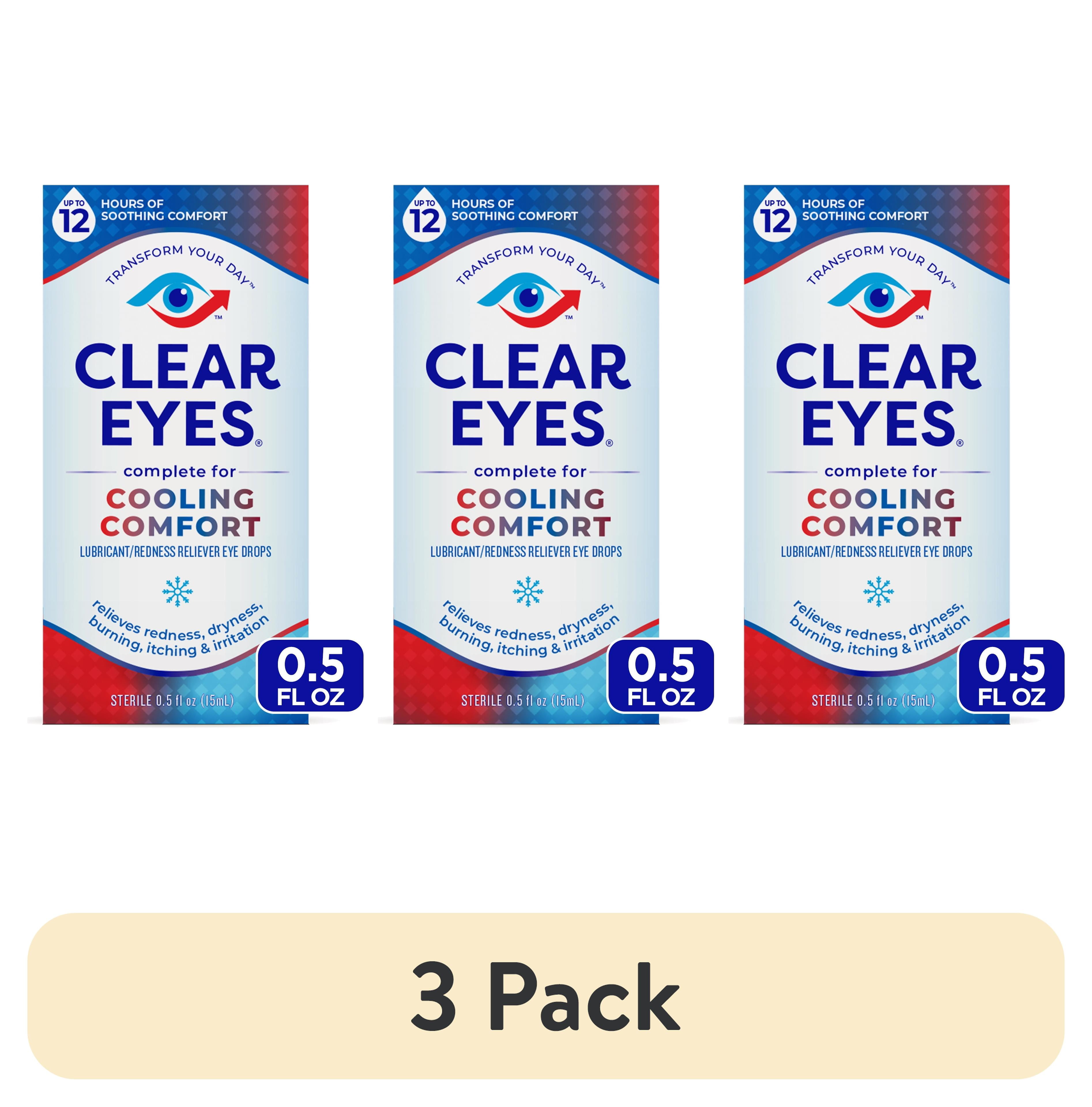 (3 pack) Clear Eyes Cooling Comfort Relief Lubricant Eye Drops, Daily ...