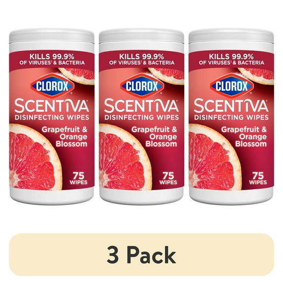 (3 pack) Clorox Scentiva Bleach-Free Cleaning Wipes, Grapefruit ...