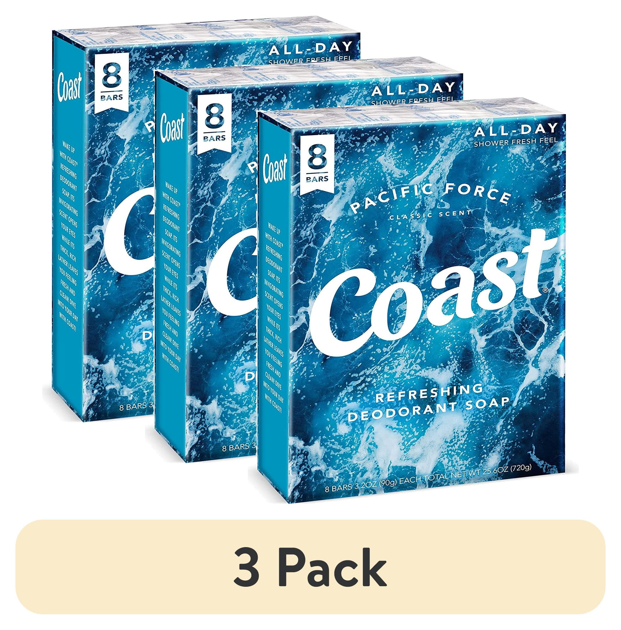 (3 pack) Coast Classic Scent Refreshing Deodorant Soap Bar 8 Bars 4 Oz | Bar Soap for Men | Bath ...