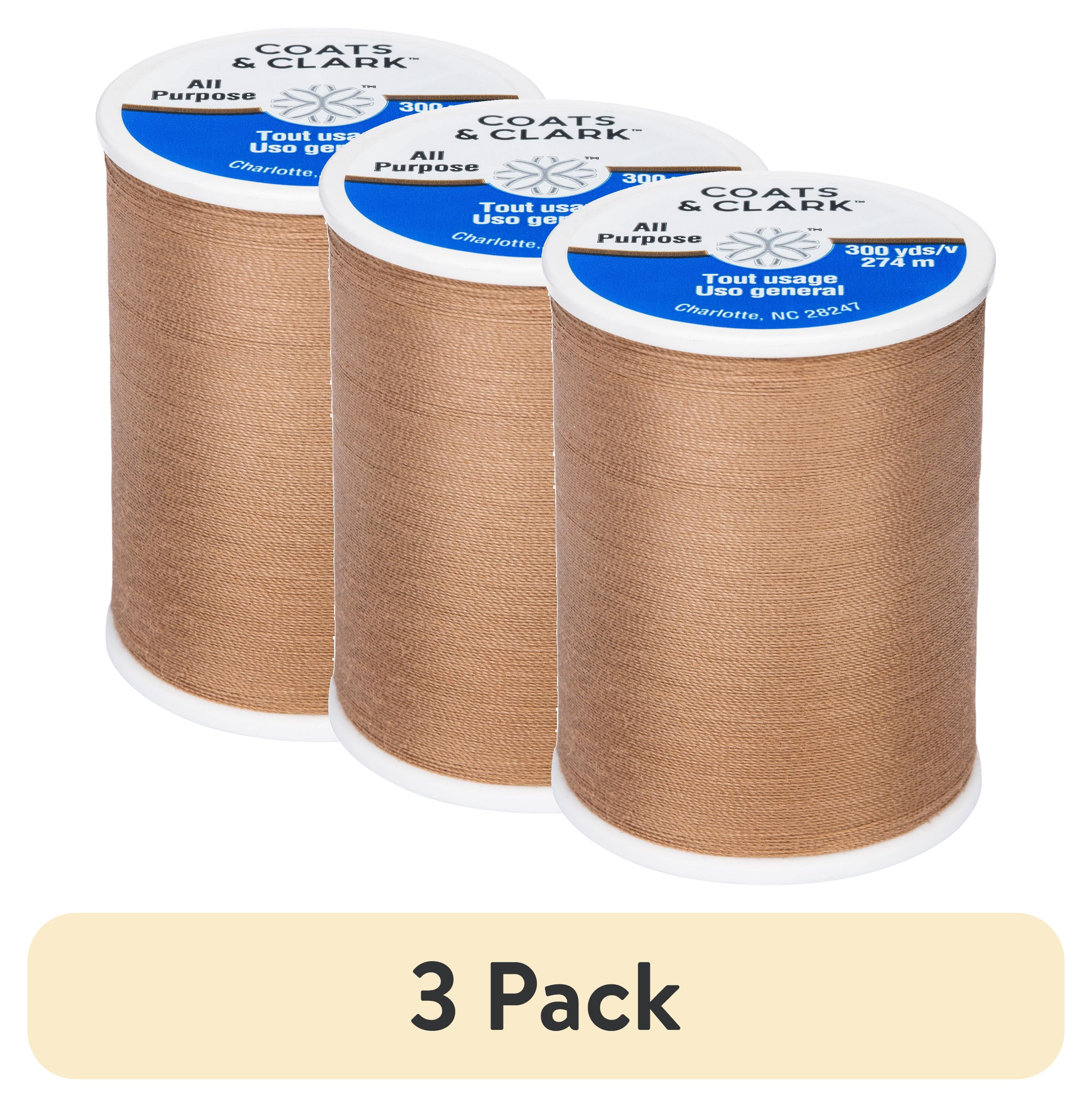 (3 pack) Coats & Clark All Purpose Brown Sugar Polyester Thread, 300 ...