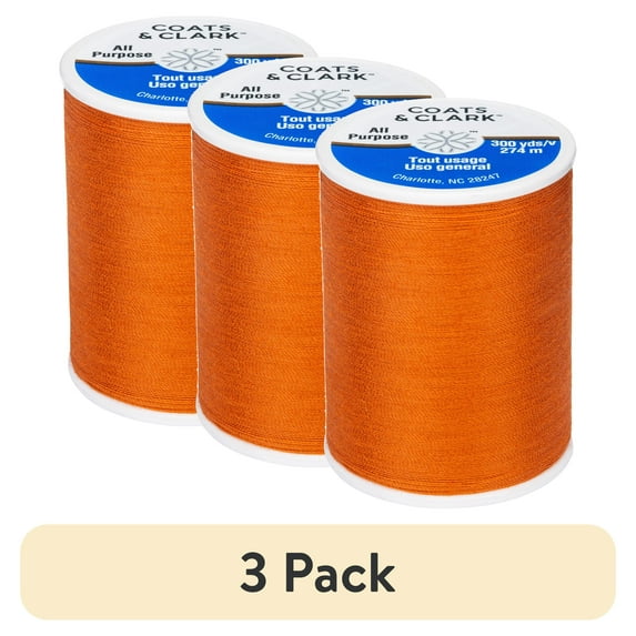 (3 pack) Coats & Clark All Purpose Burnt Orange Polyester Thread, 300 ...