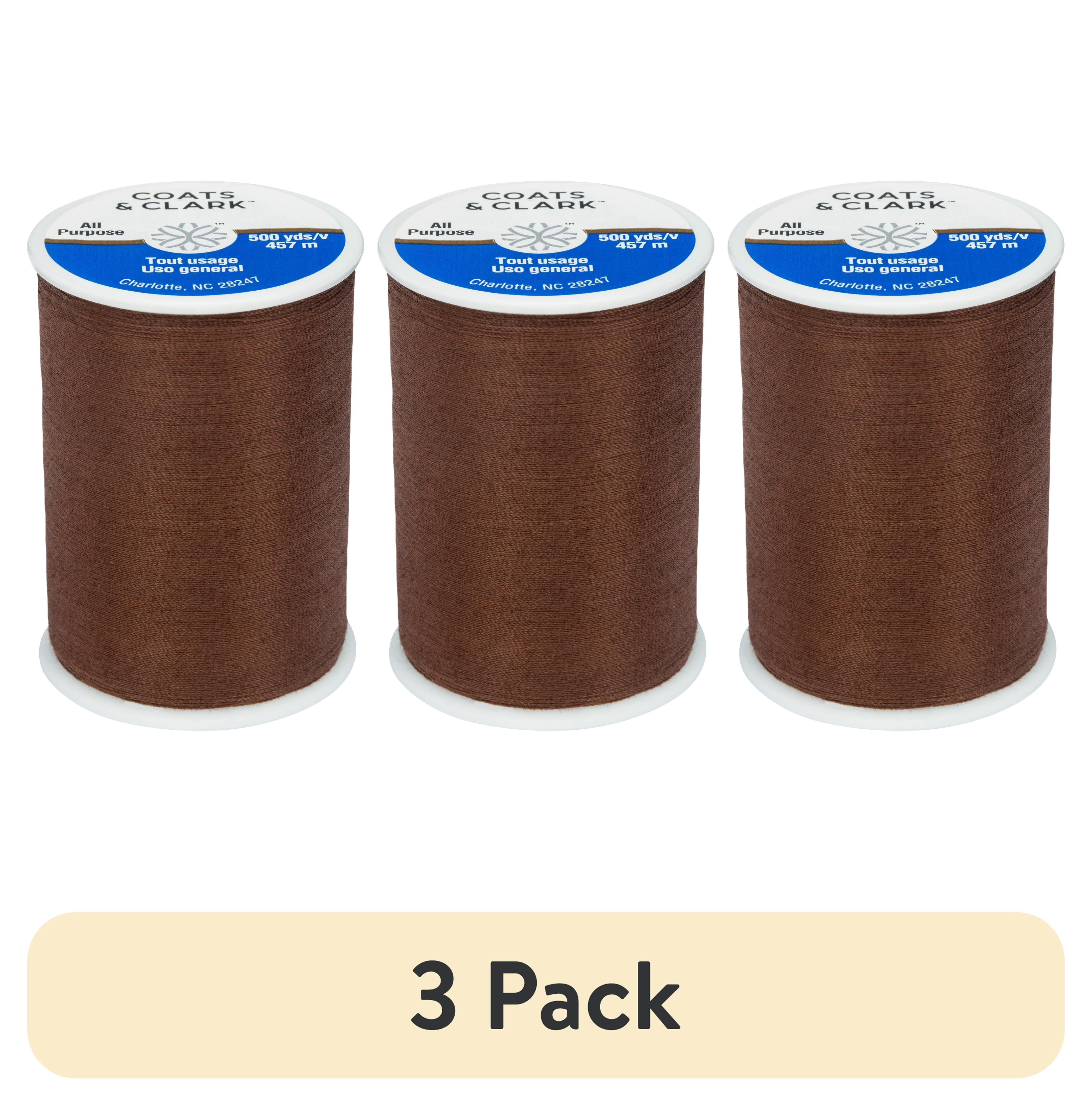 (3 pack) Coats & Clark All Purpose Dark Brown Polyester Thread, 500 ...
