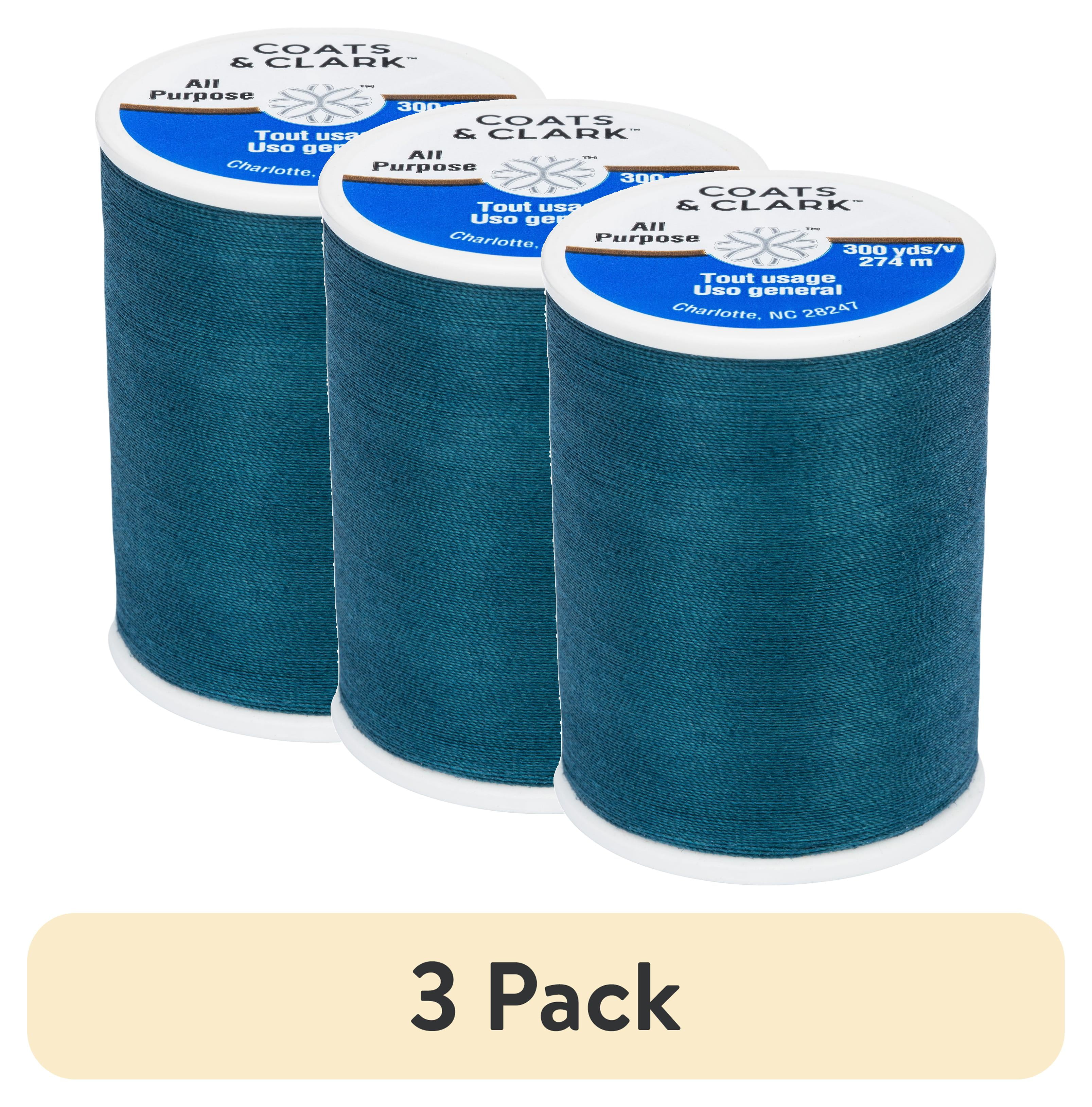 (3 pack) Coats & Clark All Purpose Dark Teal Thread, 300 Yards ...
