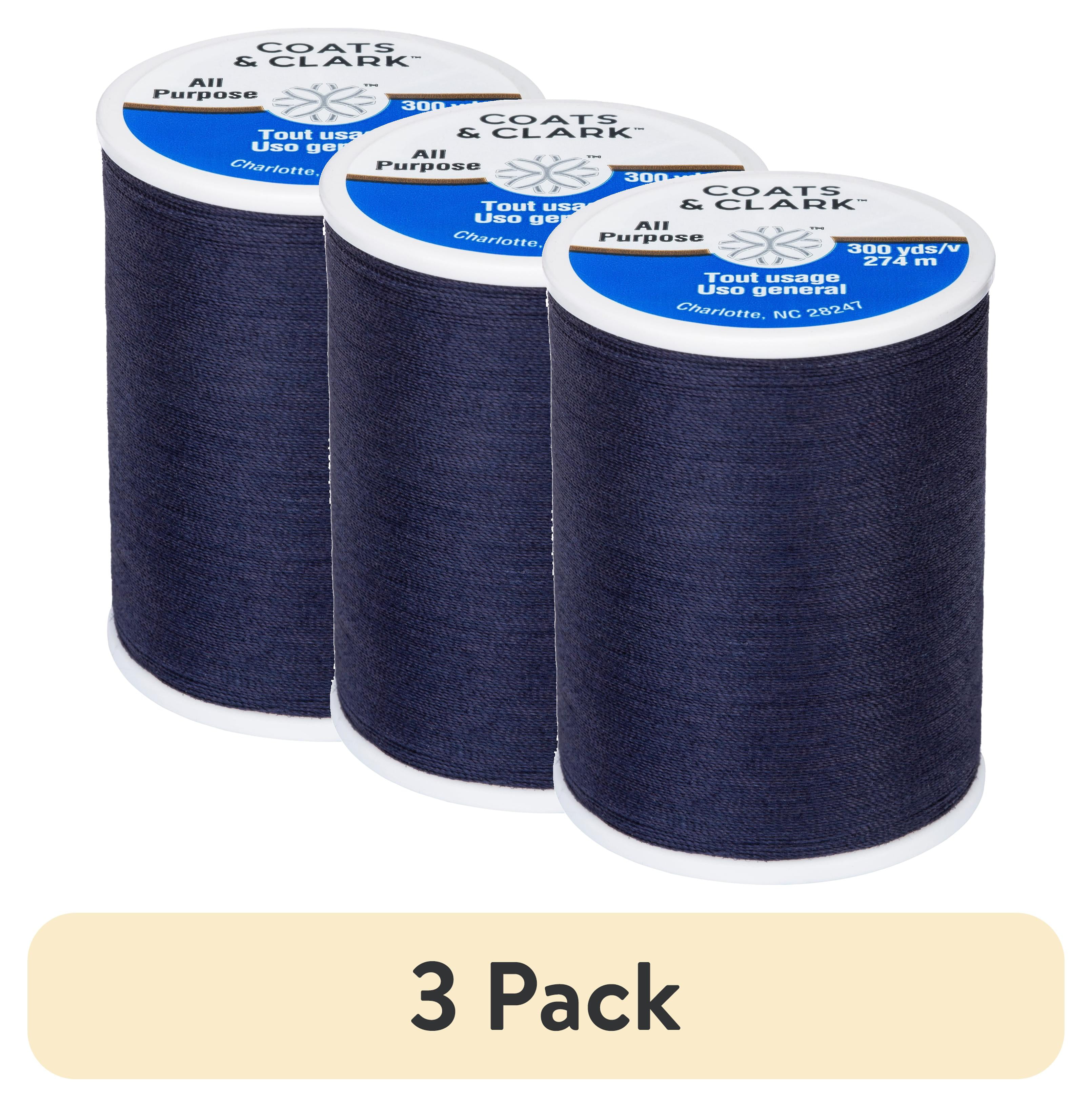 (3 pack) Coats & Clark All Purpose Navy Polyester Thread, 300 Yards ...