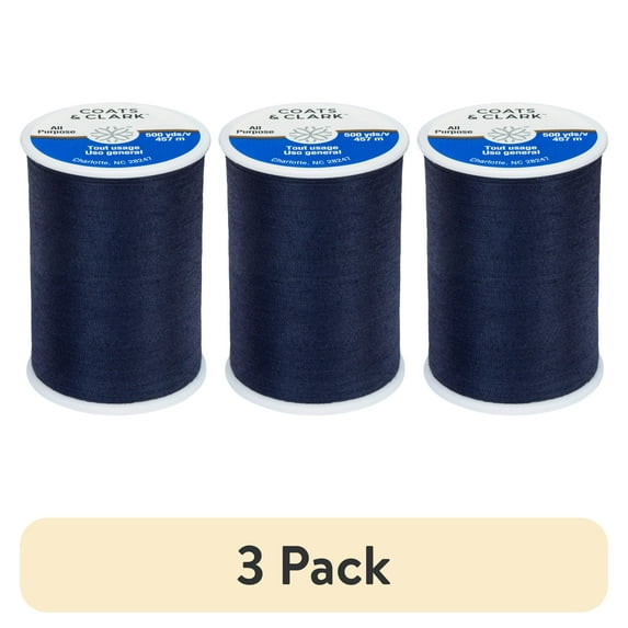 (3 pack) Coats & Clark All Purpose Navy Polyester Thread, 500 yards/457 ...