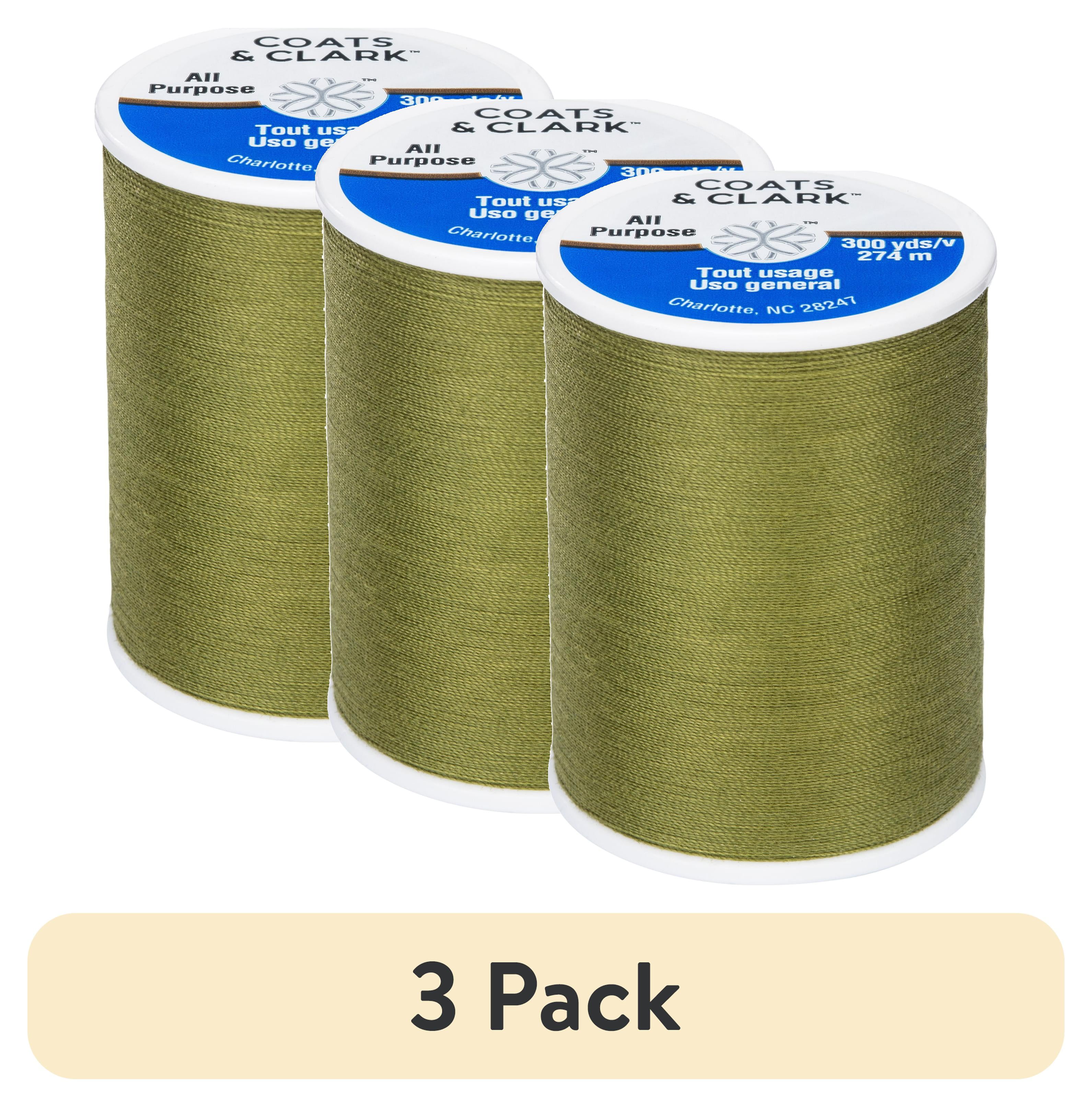 (3 pack) Coats & Clark All Purpose Olive Polyester Thread, 300 Yards ...