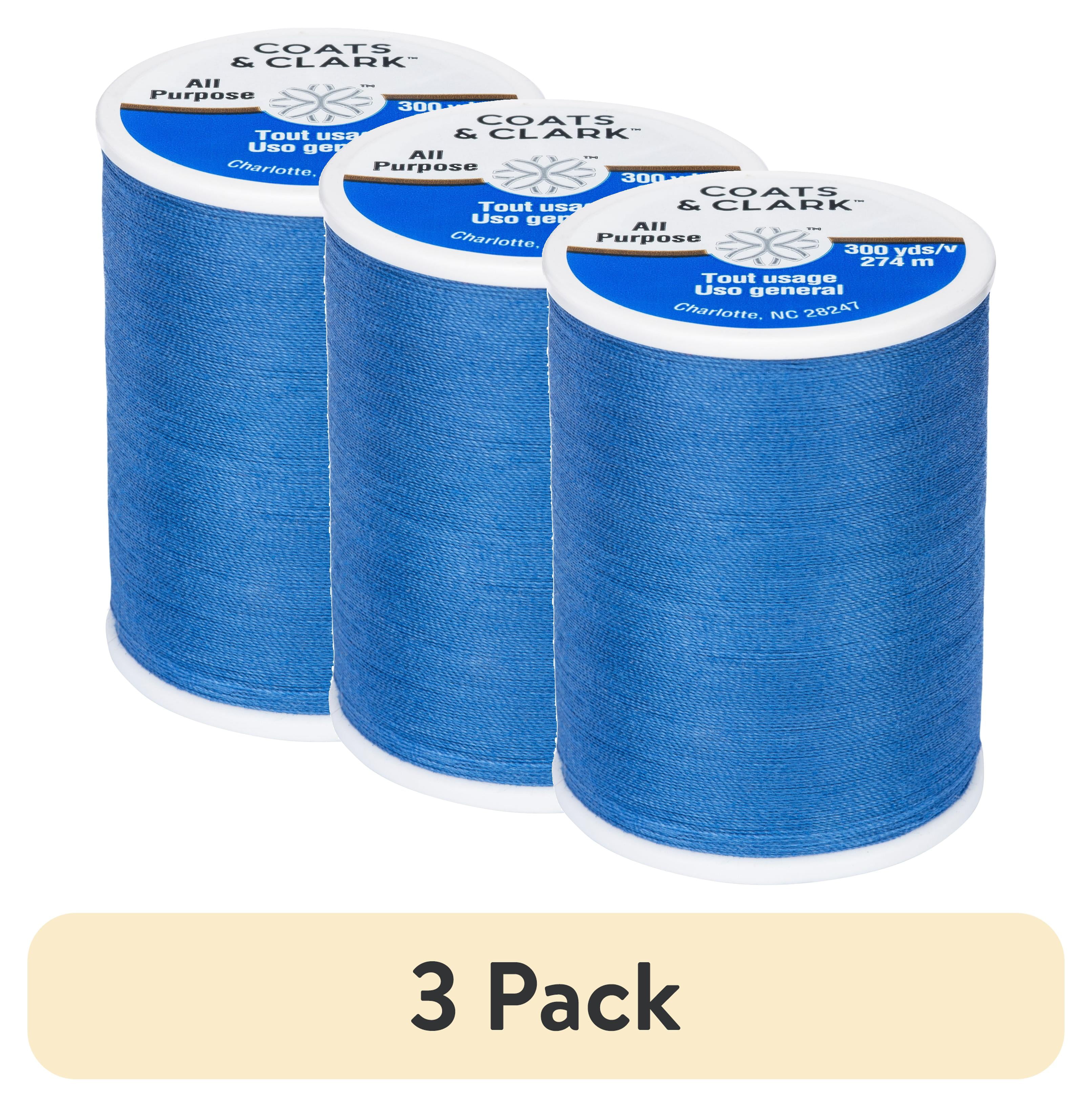 (3 pack) Coats & Clark All Purpose Pilot Blue Polyester Thread, 300 ...