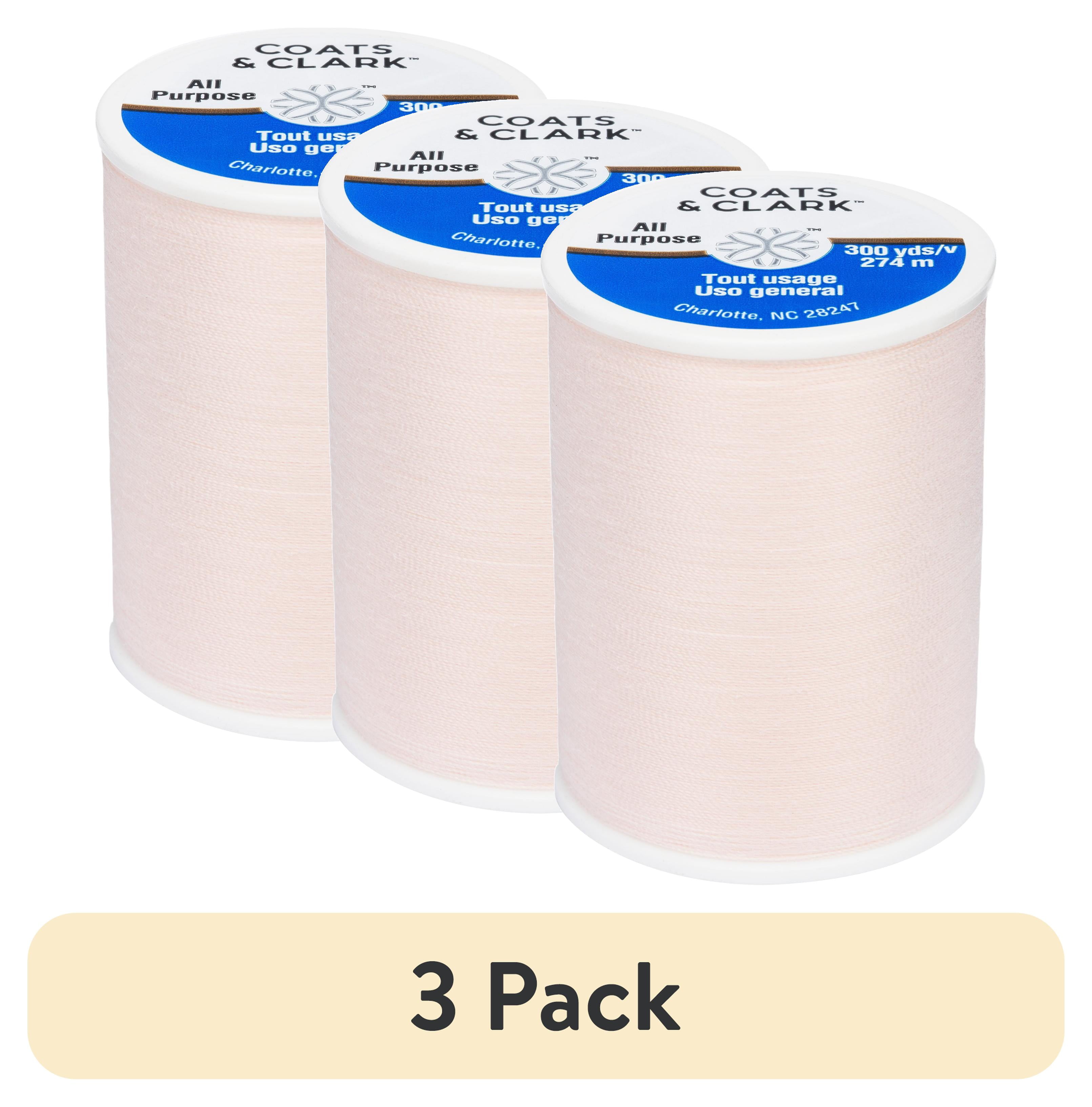 (3 pack) Coats & Clark All Purpose Pink Champagne Polyester Thread, 300 ...