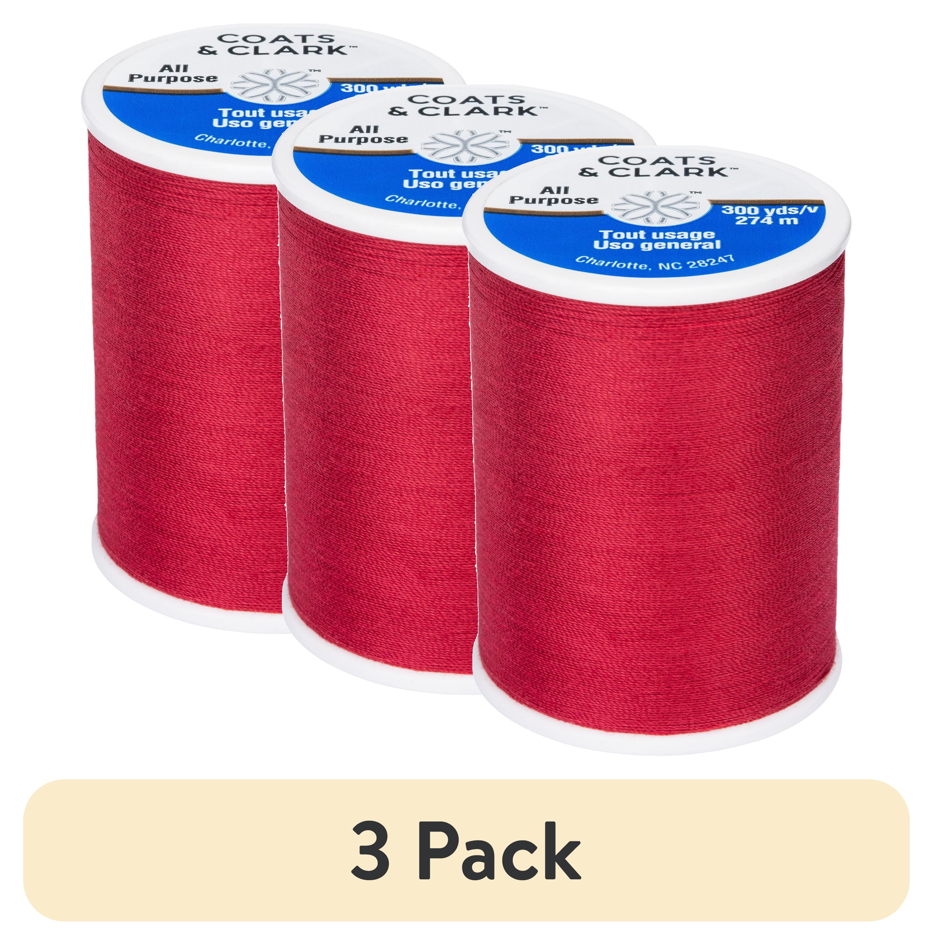 (3 pack) Coats & Clark All Purpose Scarlet Polyester Thread, 300 Yards ...