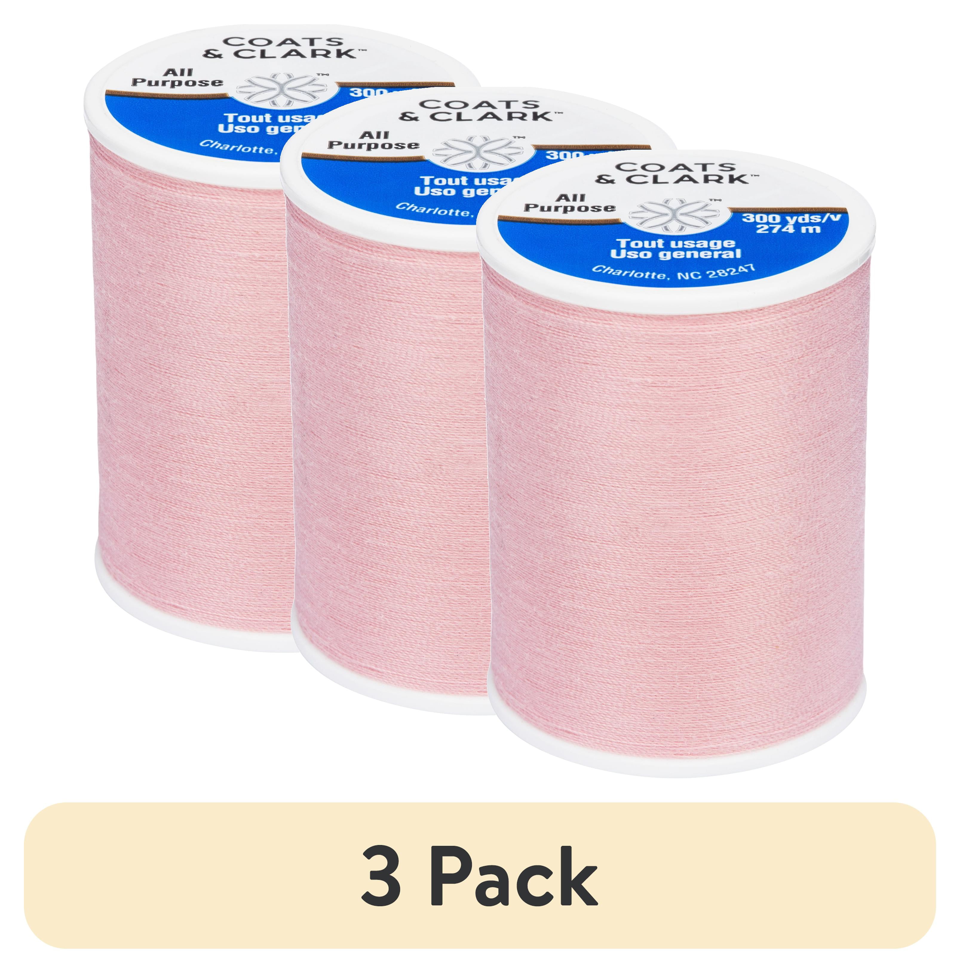 (3 pack) Coats & Clark All Purpose Soft Mauve Polyester Thread, 300 ...