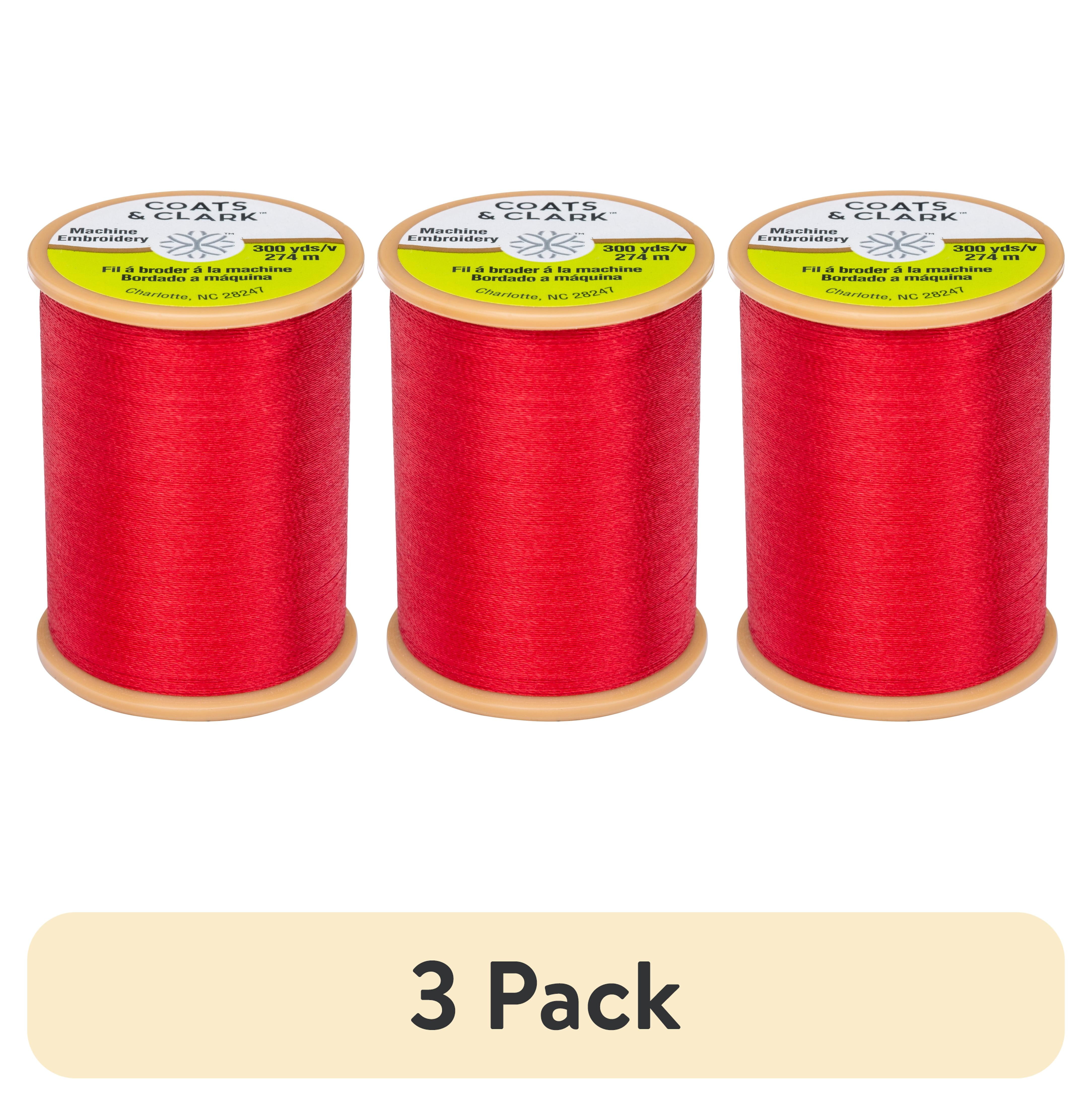 (3 pack) Coats & Clark Trilobal Embroidery Red Polyester Thread, 300 ...