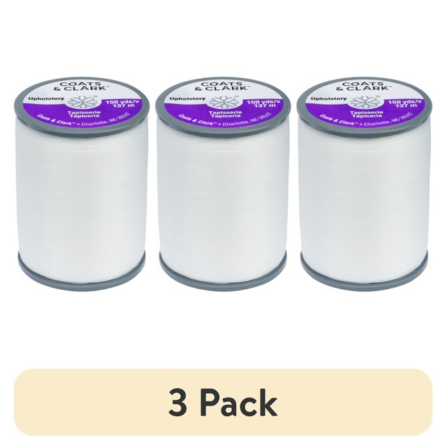 (3 pack) Coats & Clark Upholstery White Nylon Thread, 150 Yards ...