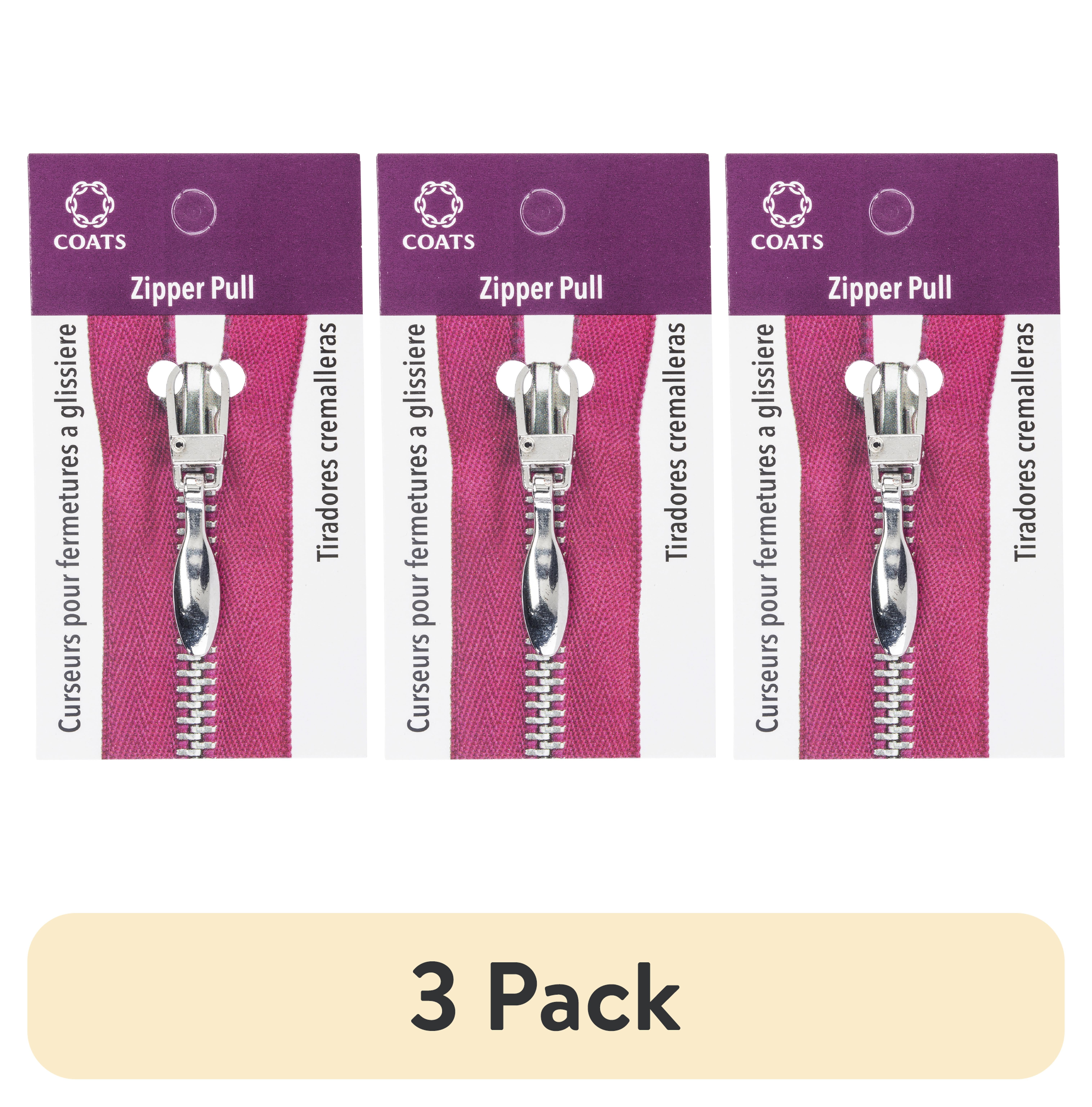 (3 pack) Coats & Clark Zipper Pulls, Metal, Silver Tear Drop - Walmart.com