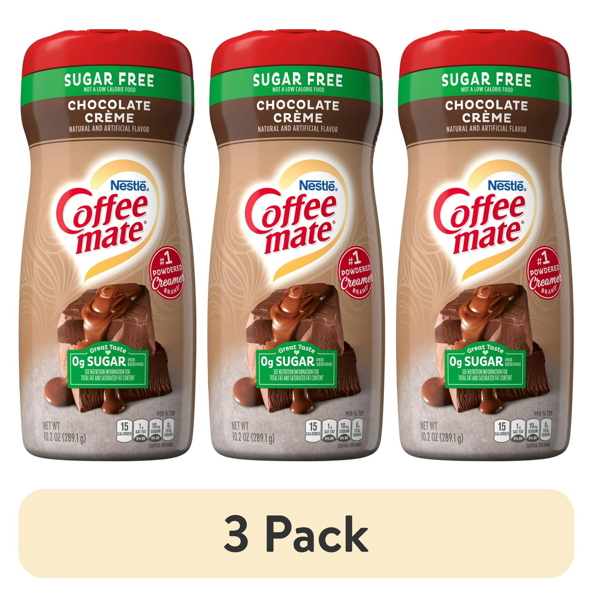 (3 pack) Coffee Mate, Chocolate Crème Sugar-Free Powdered Coffee ...