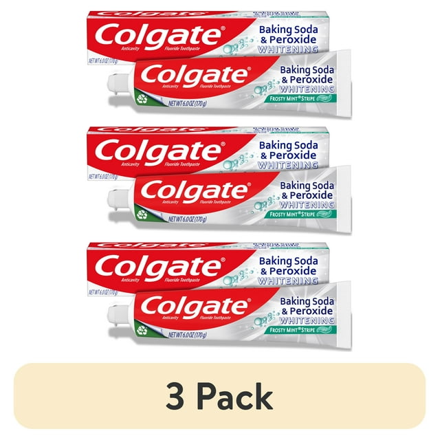 (3 pack) Colgate Baking Soda and Peroxide Whitening Toothpaste Gel, Frosty Mint, 6 oz Tube ...