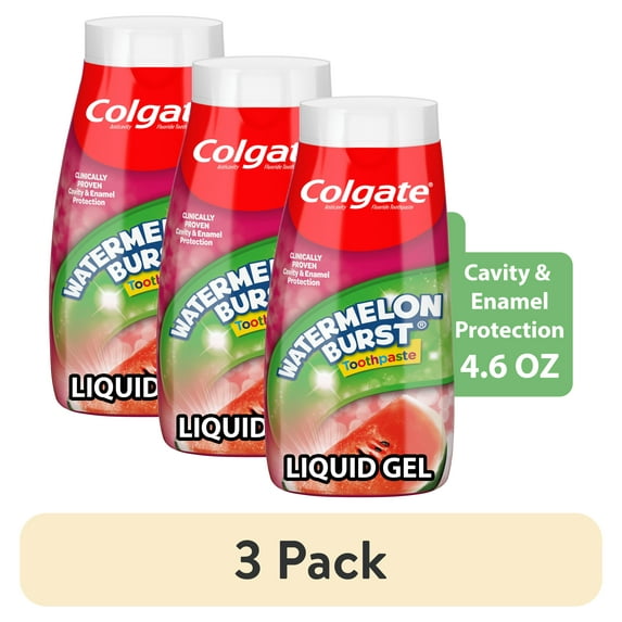 (3 pack) Colgate Kids Fluoride Toothpaste Gel, Watermelon Burst, 4.6 oz ...