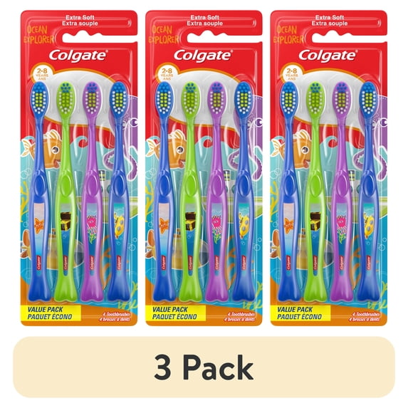 (3 pack) Colgate Kids Toothbrush Value Pack, Ocean Explorer, Extra Soft ...