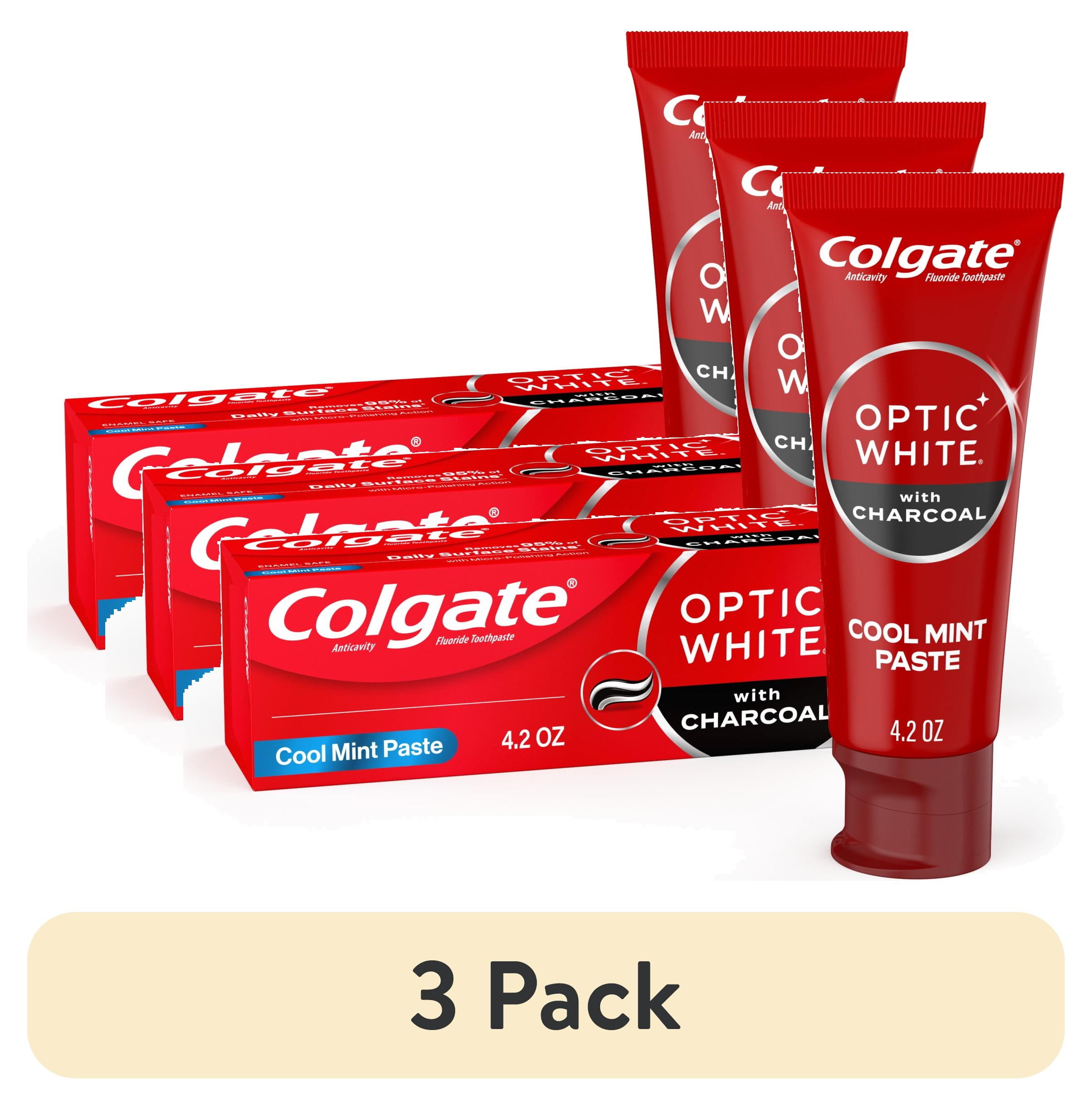 (3 pack) Colgate Optic White Whitening Toothpaste with Charcoal, Cool ...