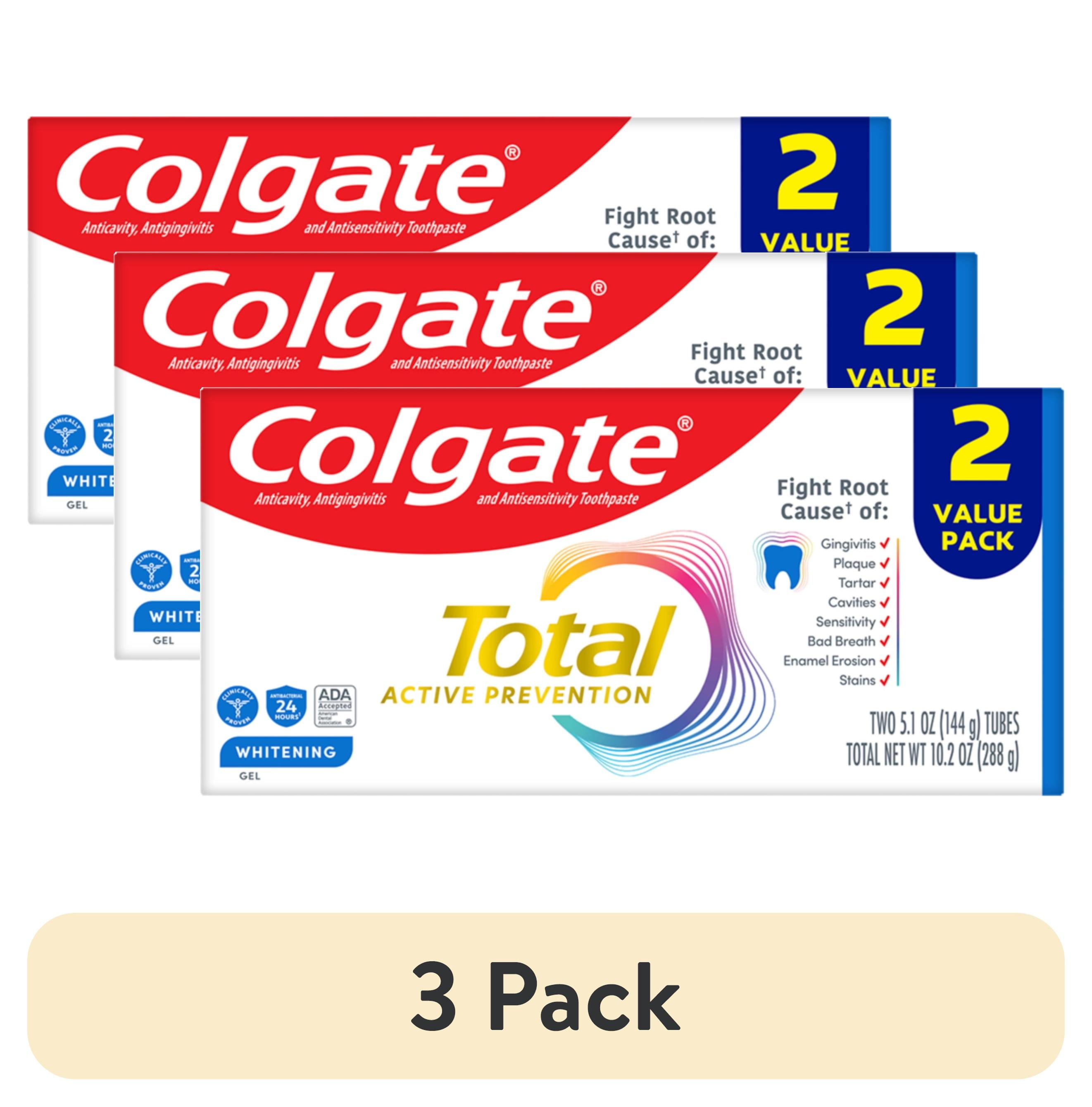 (3 pack) Colgate Total Active Prevention Whitening Gel Toothpaste, Mint ...