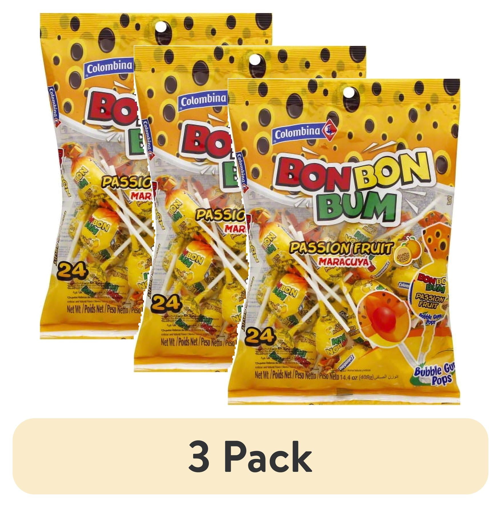 (3 pack) Bon Bon Bum – Fruity Lollipop with Bubble Gum center – Perfect ...