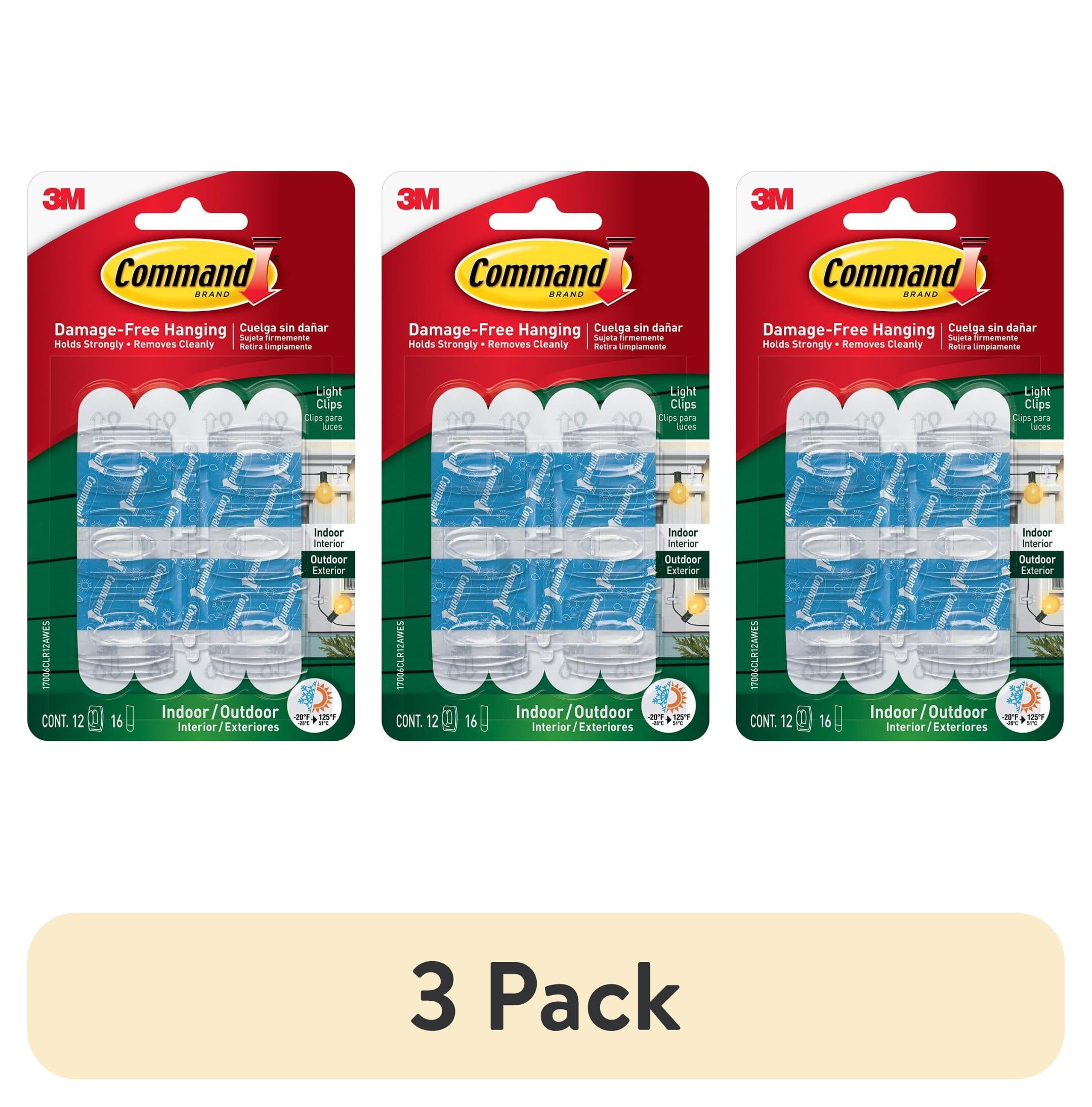 (3 pack) Command Indoor Outdoor Light Clips, Clear, Hang Lights, 12 ...