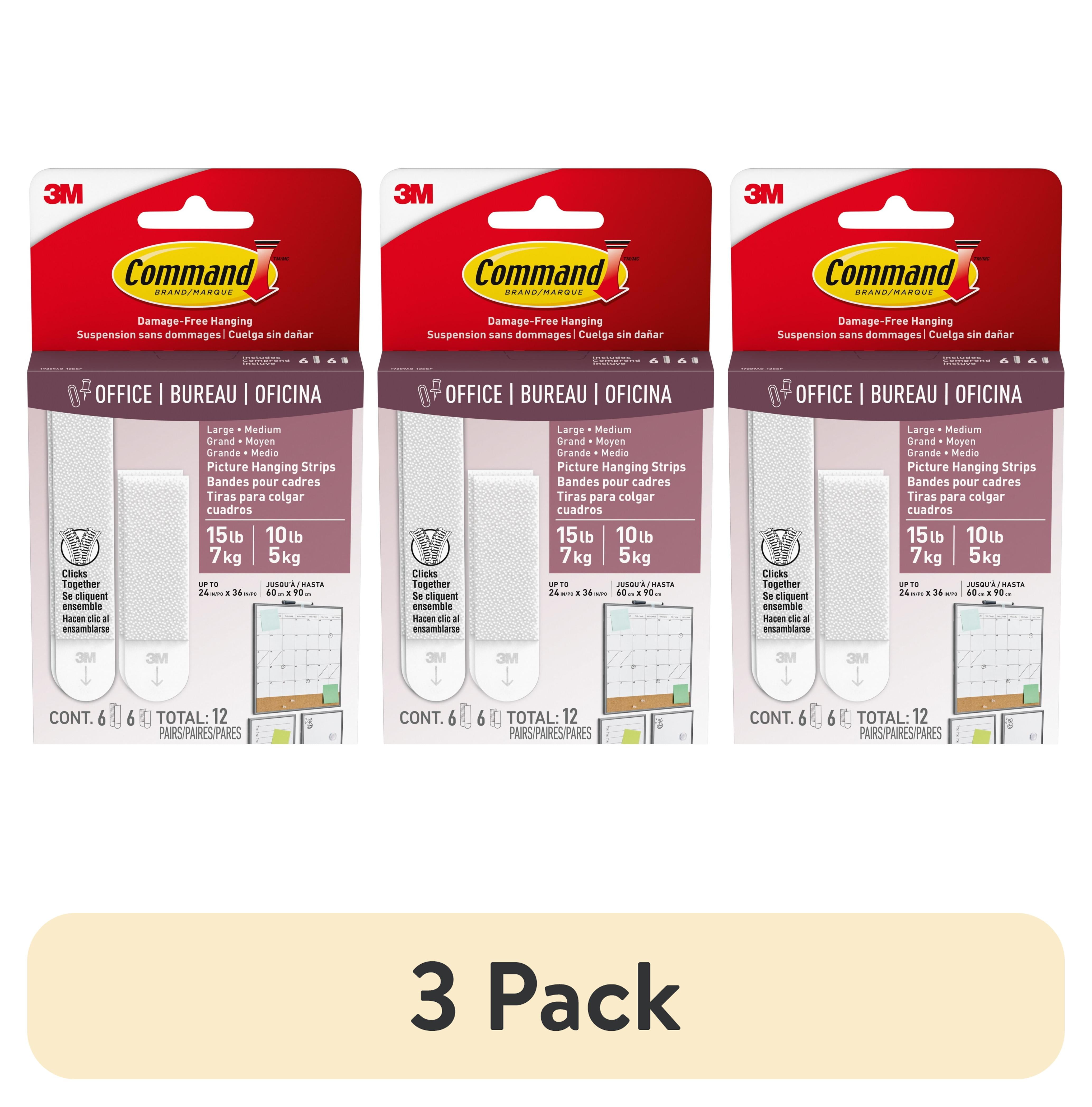 (3 pack) Command Medium and Large Picture Hangers, Holds 10 & 15 lbs ...