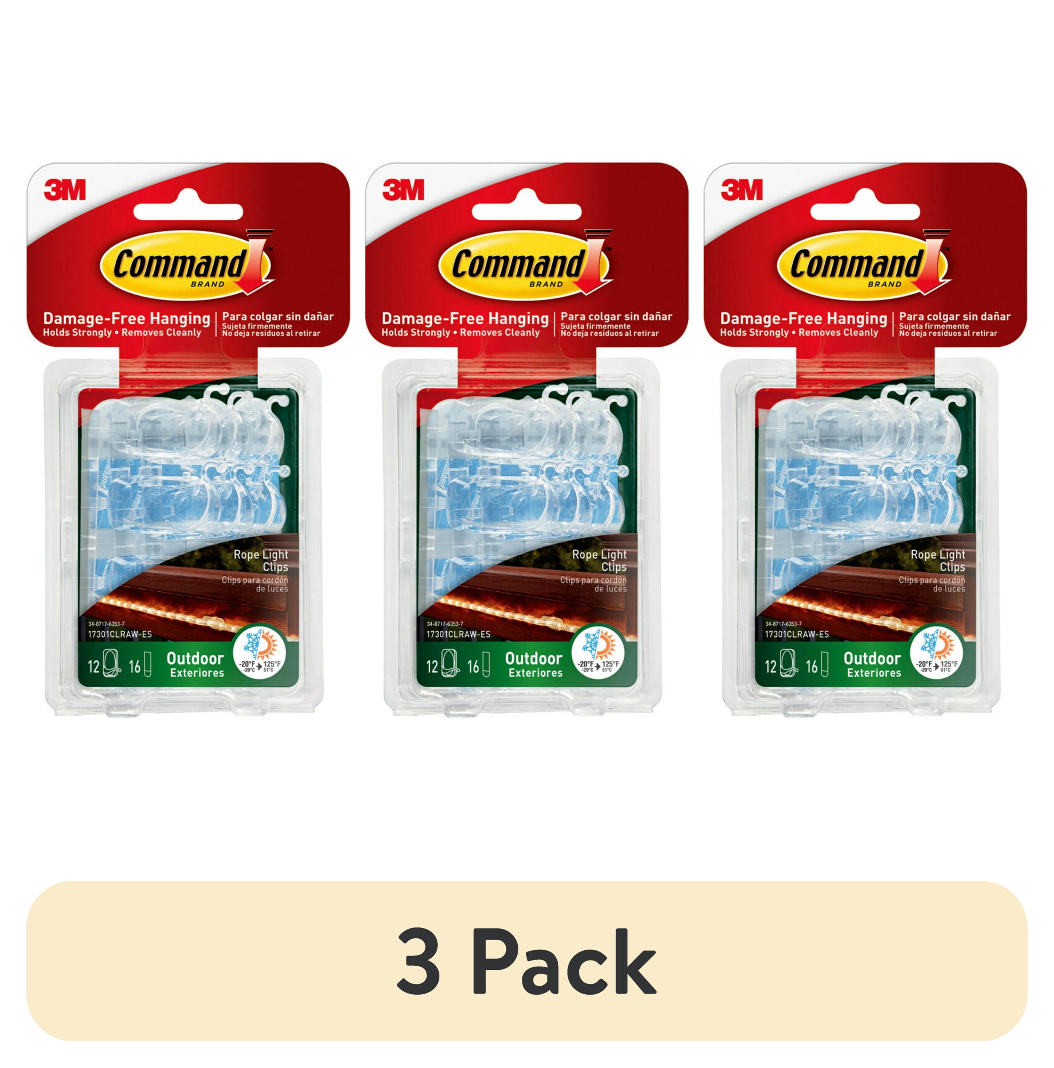 (3 pack) Command Outdoor Rope Light Clips, Clear, Hang Lights, 12 Clips ...