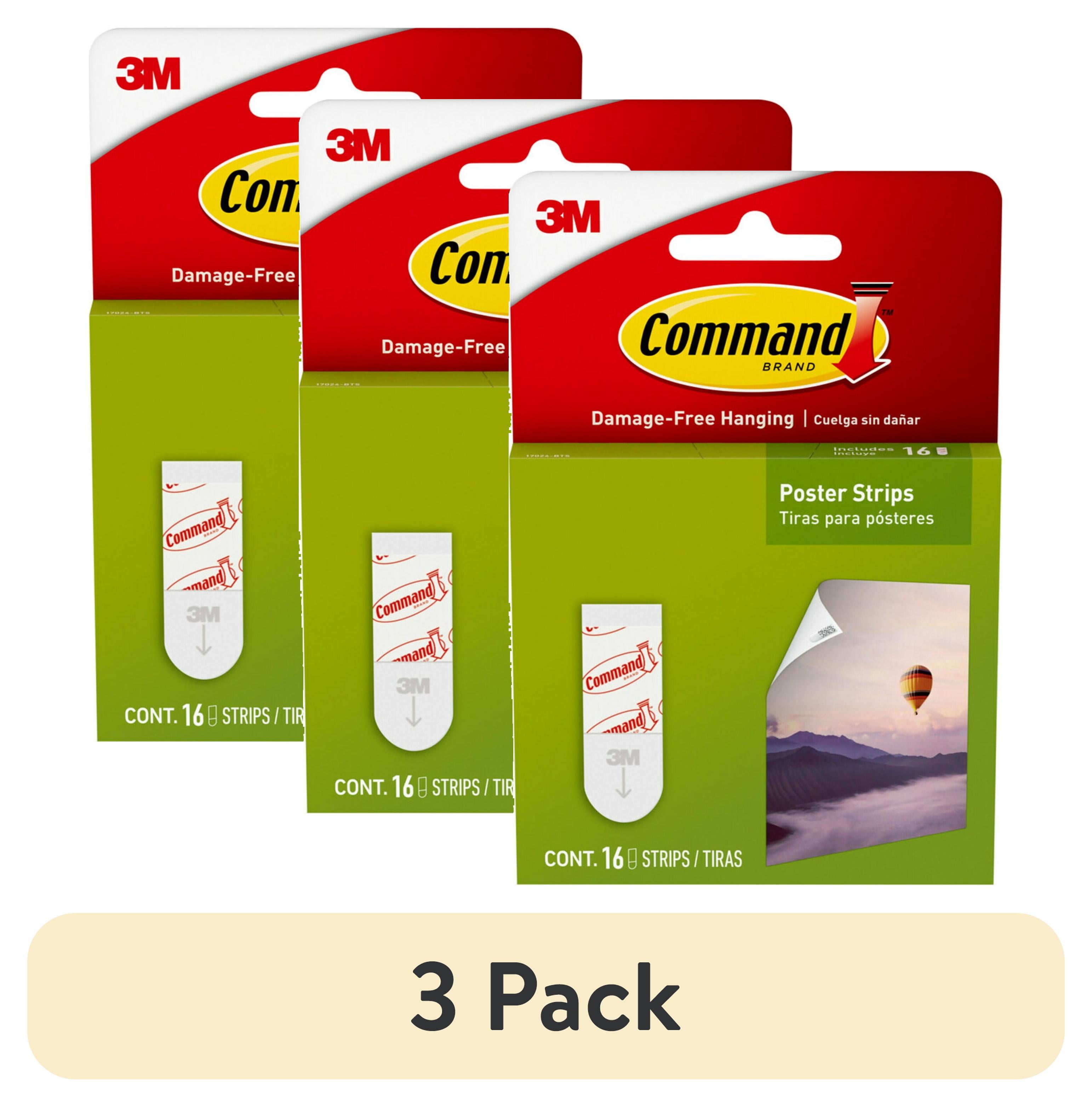 (3 pack) Command Poster Strips, White, Damage-Free Hanging Poster ...