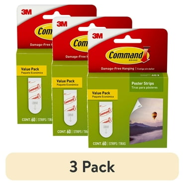 Command Poster Strips, White, Damage-Free Hanging, 60 Command Strips ...