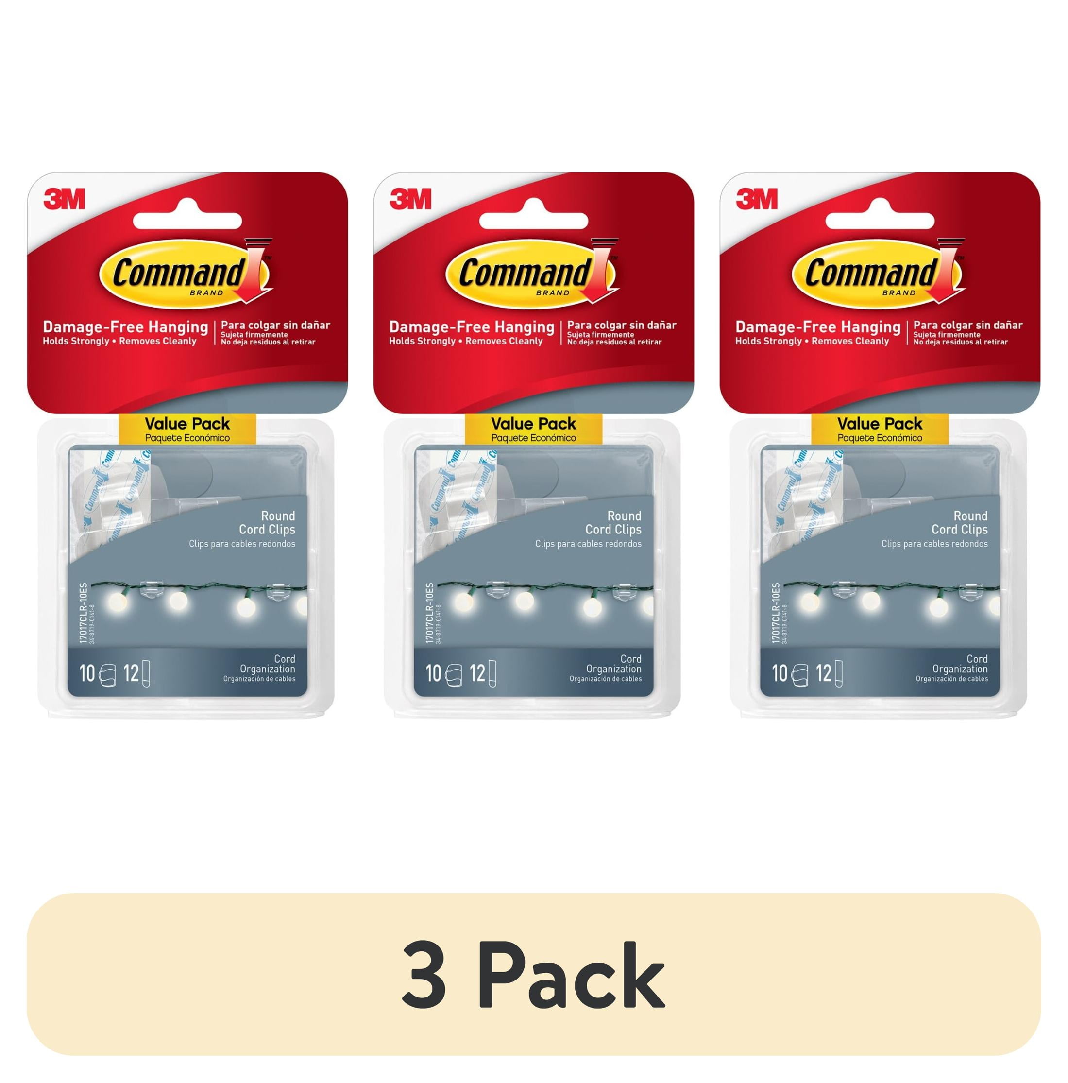 (3 pack) Command Round Cord Clips, Clear, Damage Free Organizing, 10 ...