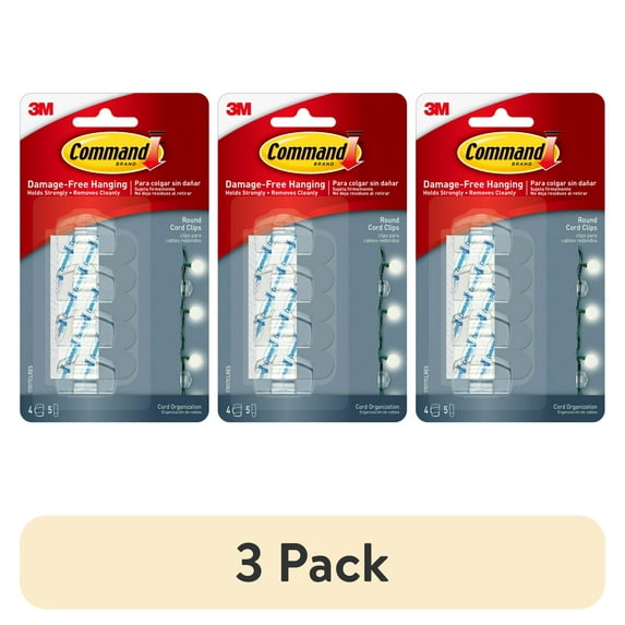 (3 pack) Command Round Cord Clips, Clear, Damage Free Organizing, 4 ...