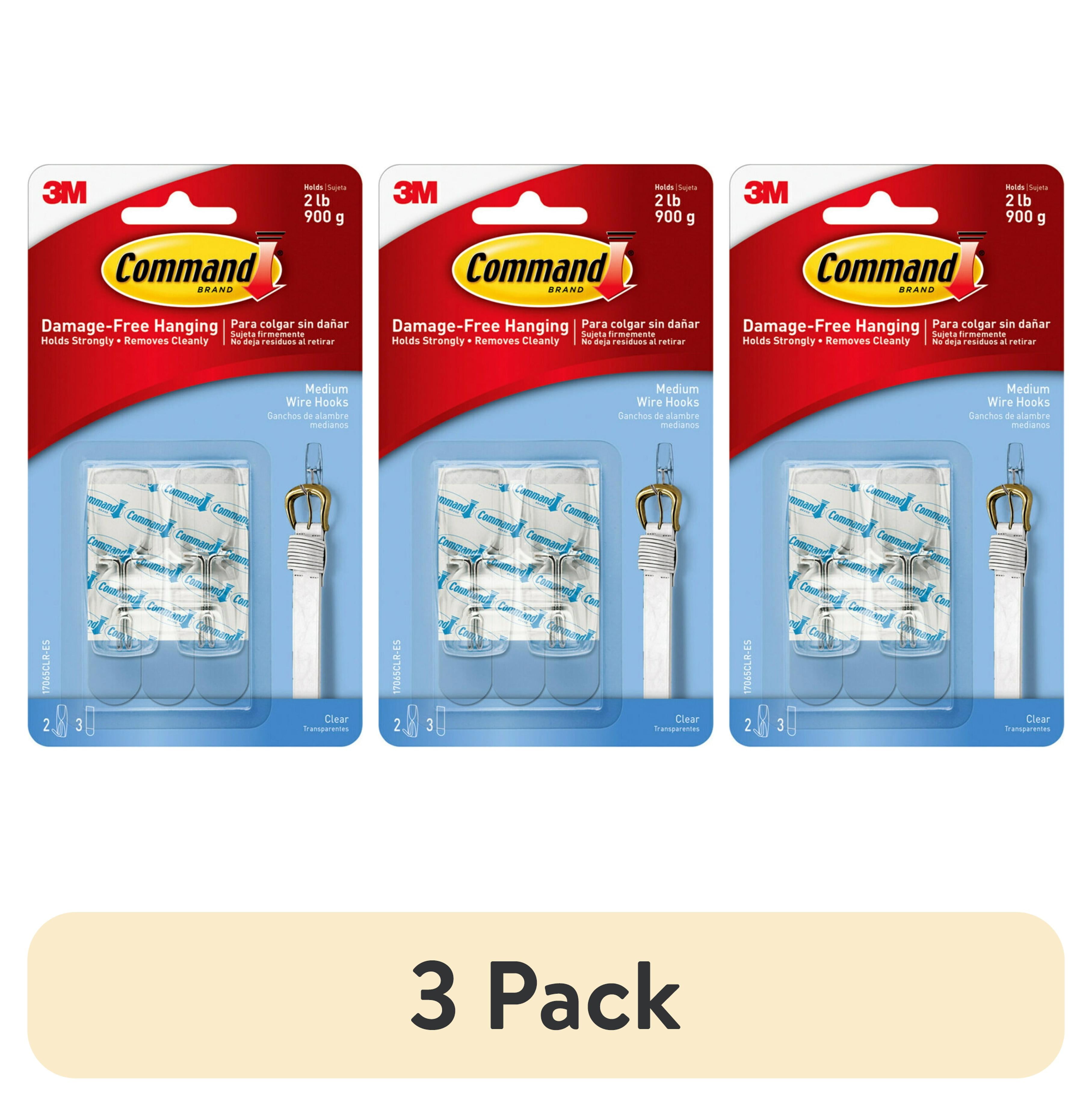 (3 pack) Command Wire Toggle Hooks, Clear, Medium, 2 Wall Hooks, Damage ...