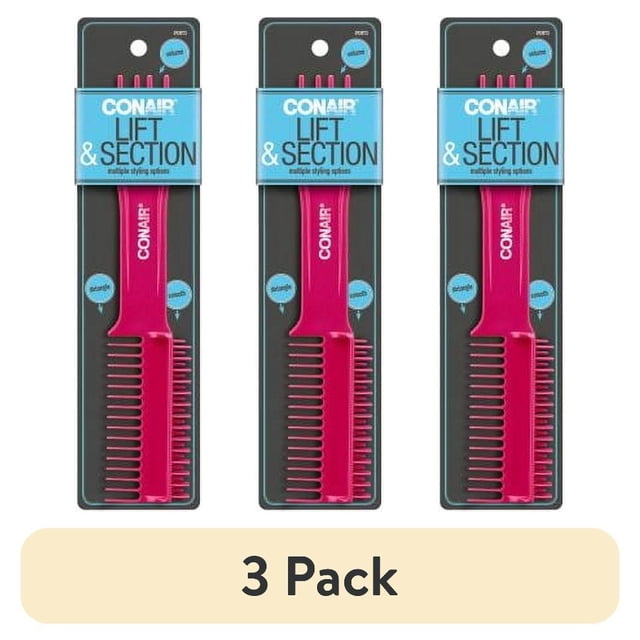 (3 pack) Conair Lift & Section 3 in 1 Multiple Styling Options Detangle ...