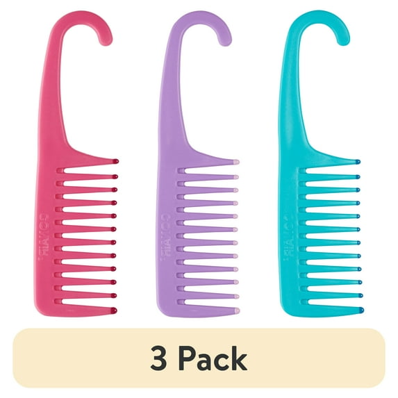 (3 pack) Conair Wide-Tooth Shower Comb with Hook Handle, Detangles ...