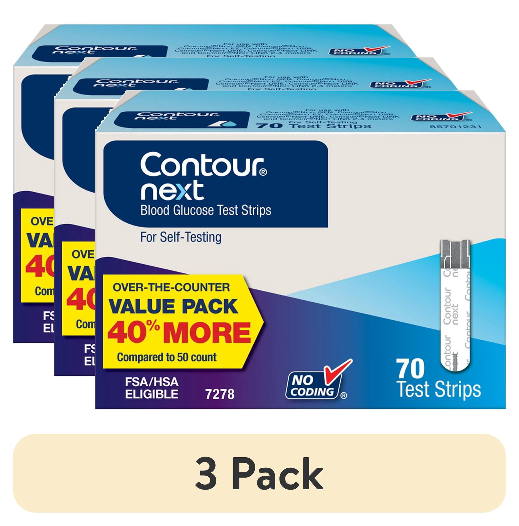 (3 pack) CONTOUR®NEXT Blood Glucose Test Strips, 70 Count - Walmart.com