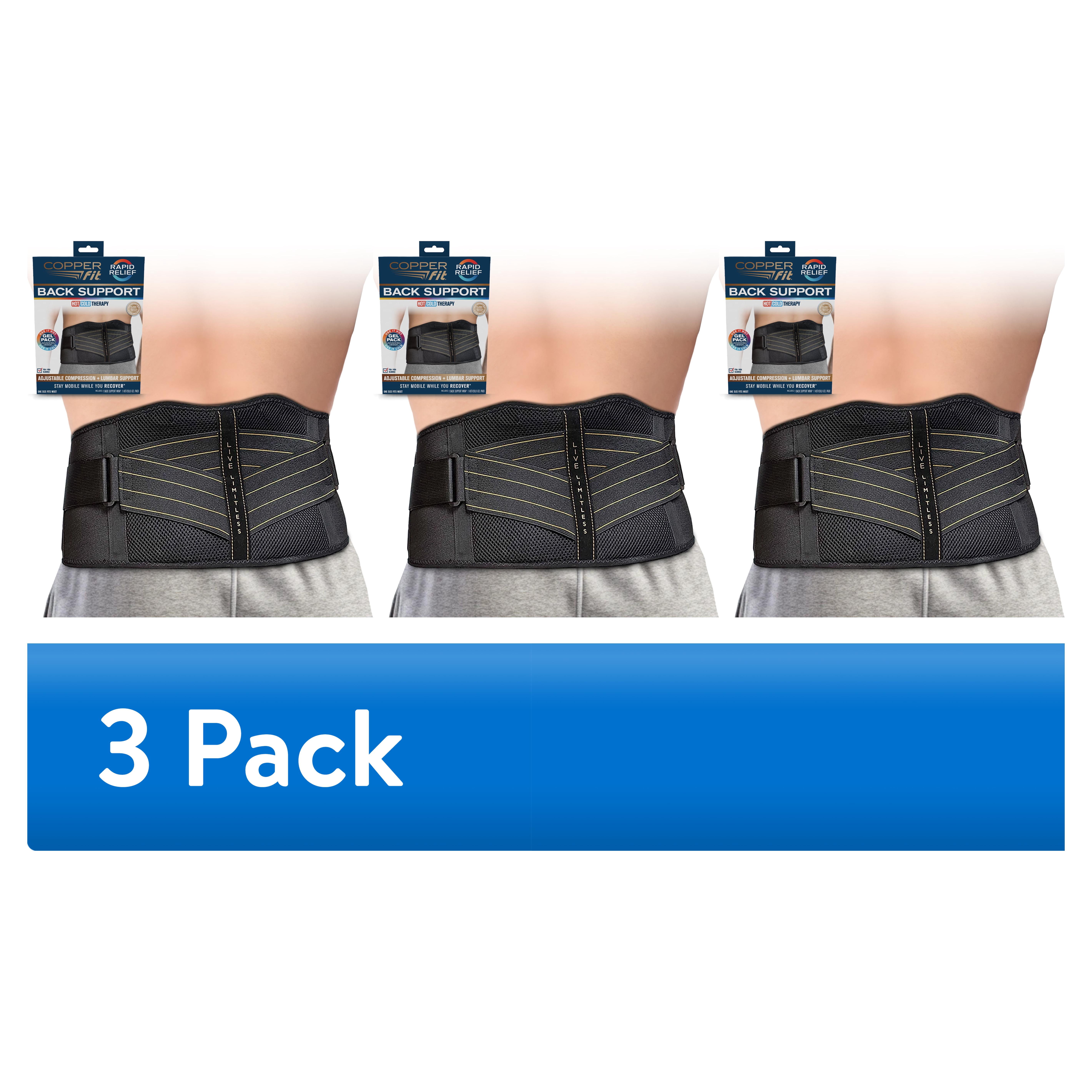 (3 pack) Copper Fit® Adjustable Back Support Brace, Includes Hot/Cold ...