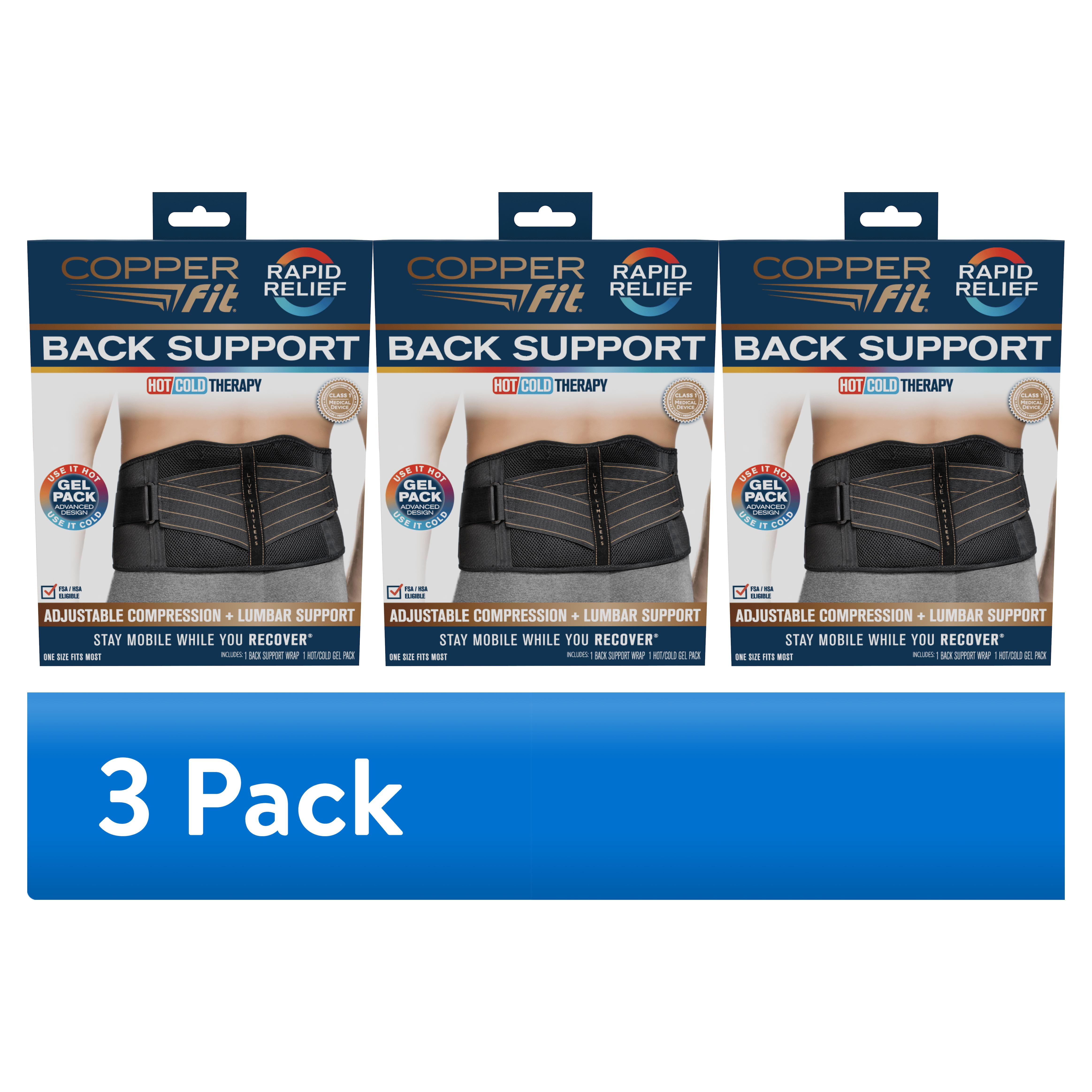 (3 pack) Copper Fit® Adjustable Back Support Brace, Includes Hot/Cold ...