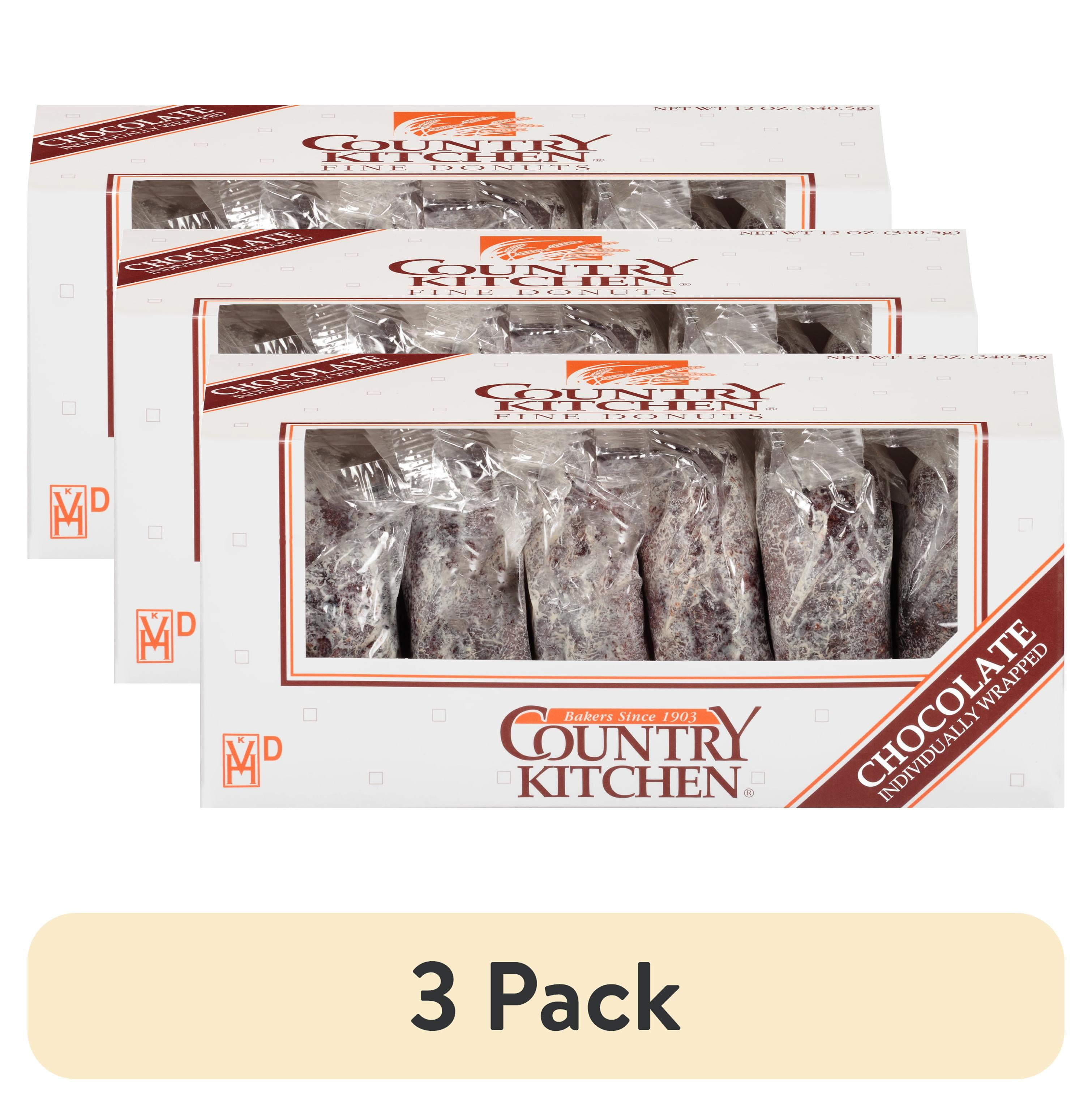 (3 pack) Country Kitchen Chocolate Sweet Glaze Topped Fine Donuts, 6 ...