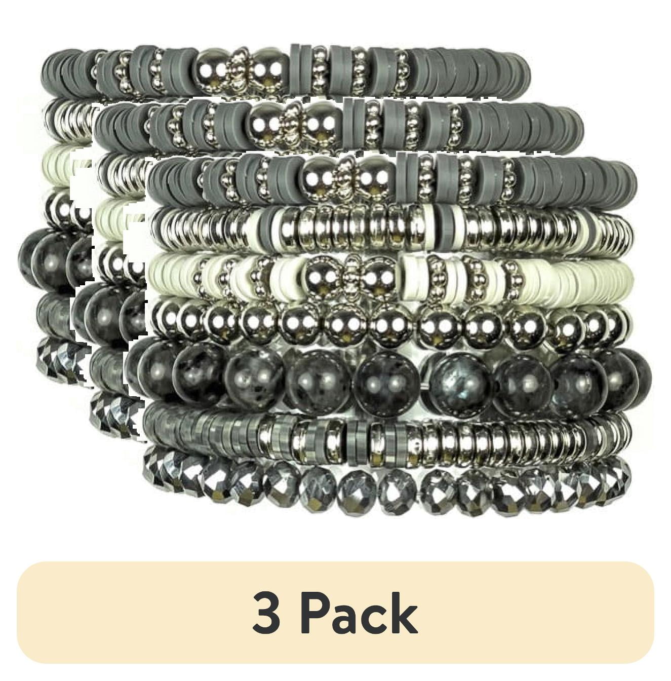 (3 pack) Cousin DIY Gray and White Heishi Stack DIY Bracelet Kit, Clay/Acrylic/Metal, 564 Beads ...