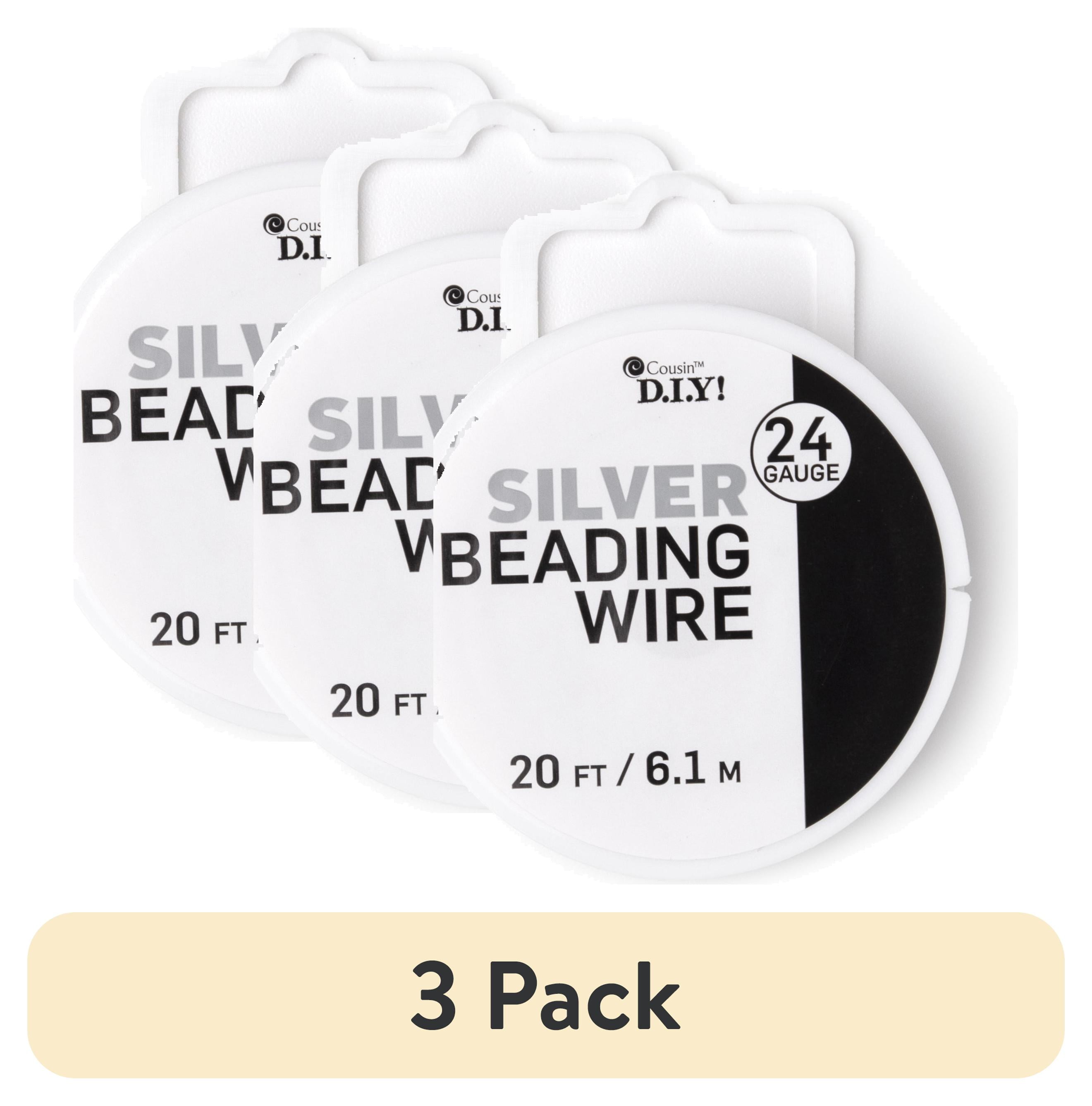 (3 pack) Cousin DIY Metal Beading Wire, Silver Finish, 24 Gauge, 20 ft ...