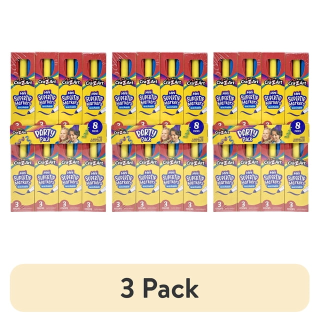 (3 pack) Cra-Z-Art Super Tip Art Markers Party Pack, 8 Packs of 3 ...