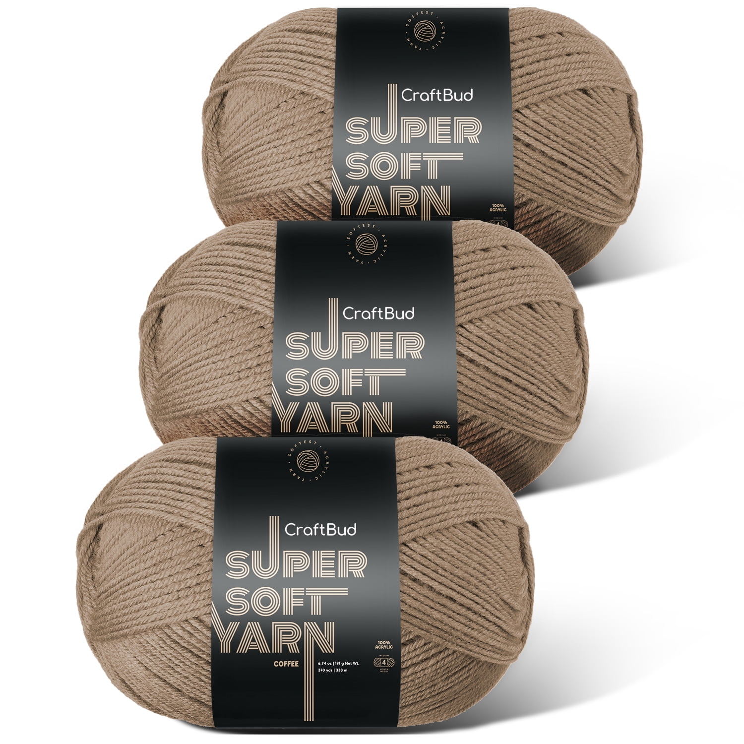 (3 pack) Craftbud Acrylic Yarn For Crocheting And Knitting, (370 Yards ...