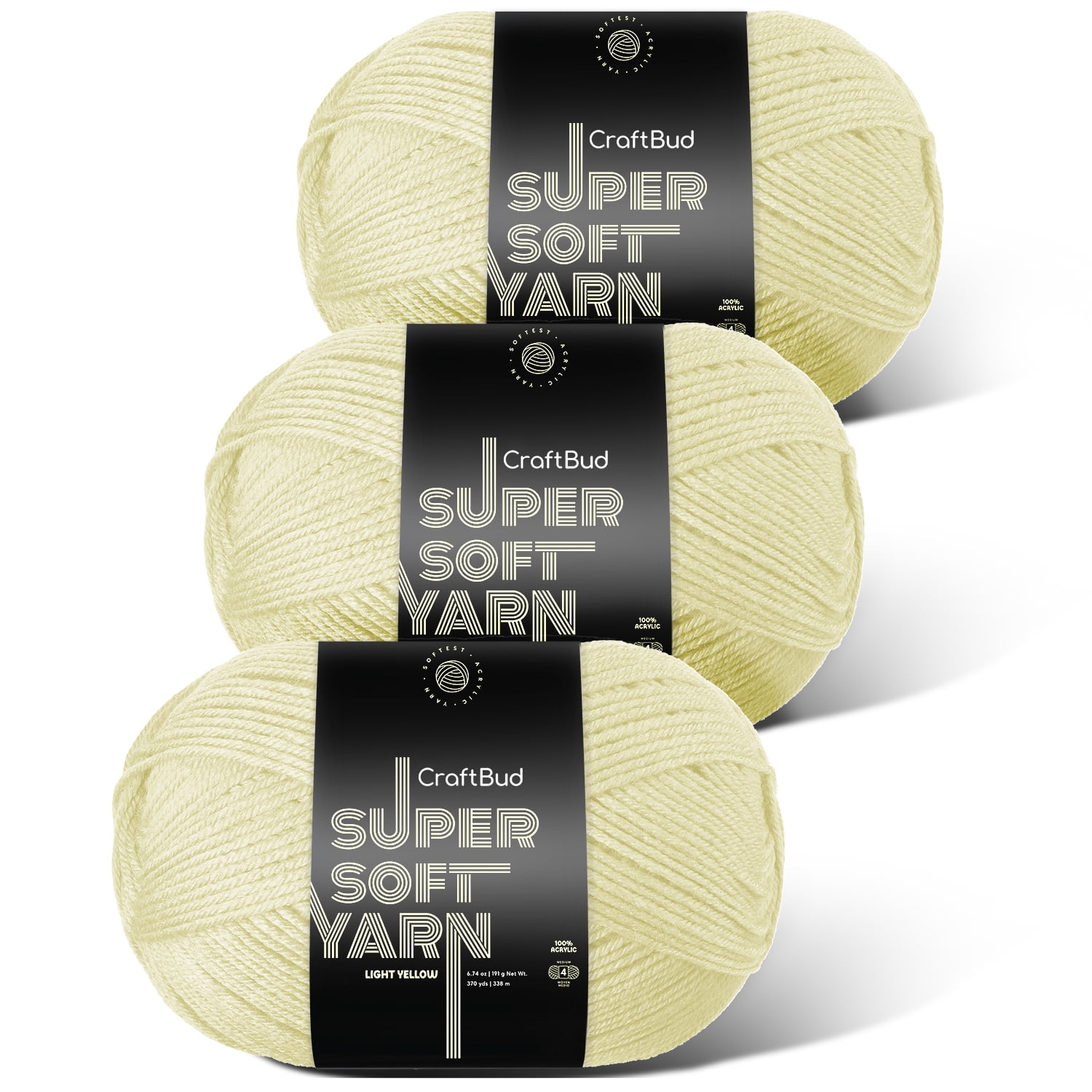 (3 pack) Craftbud Acrylic Yarn For Crocheting And Knitting, (370 Yards ...