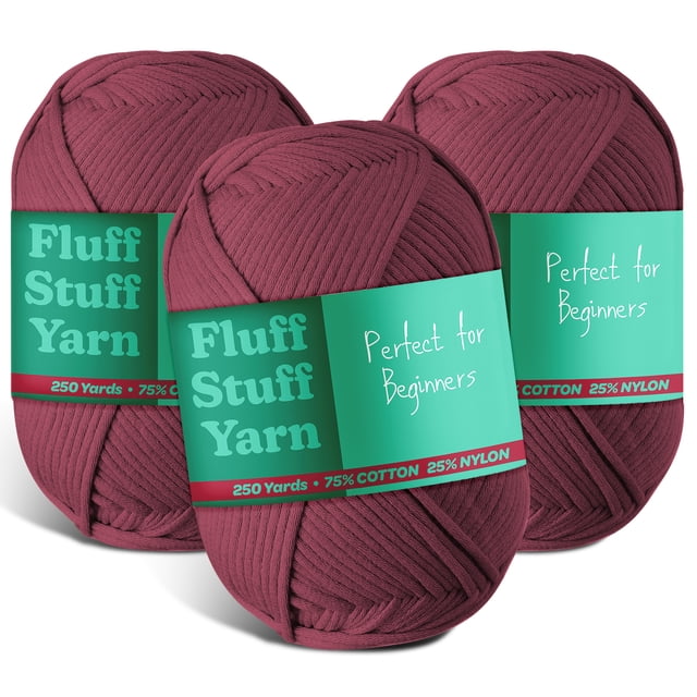 (3 pack) Craftbud Cotton Yarn For Crocheting And Knitting, (250 Yards ...