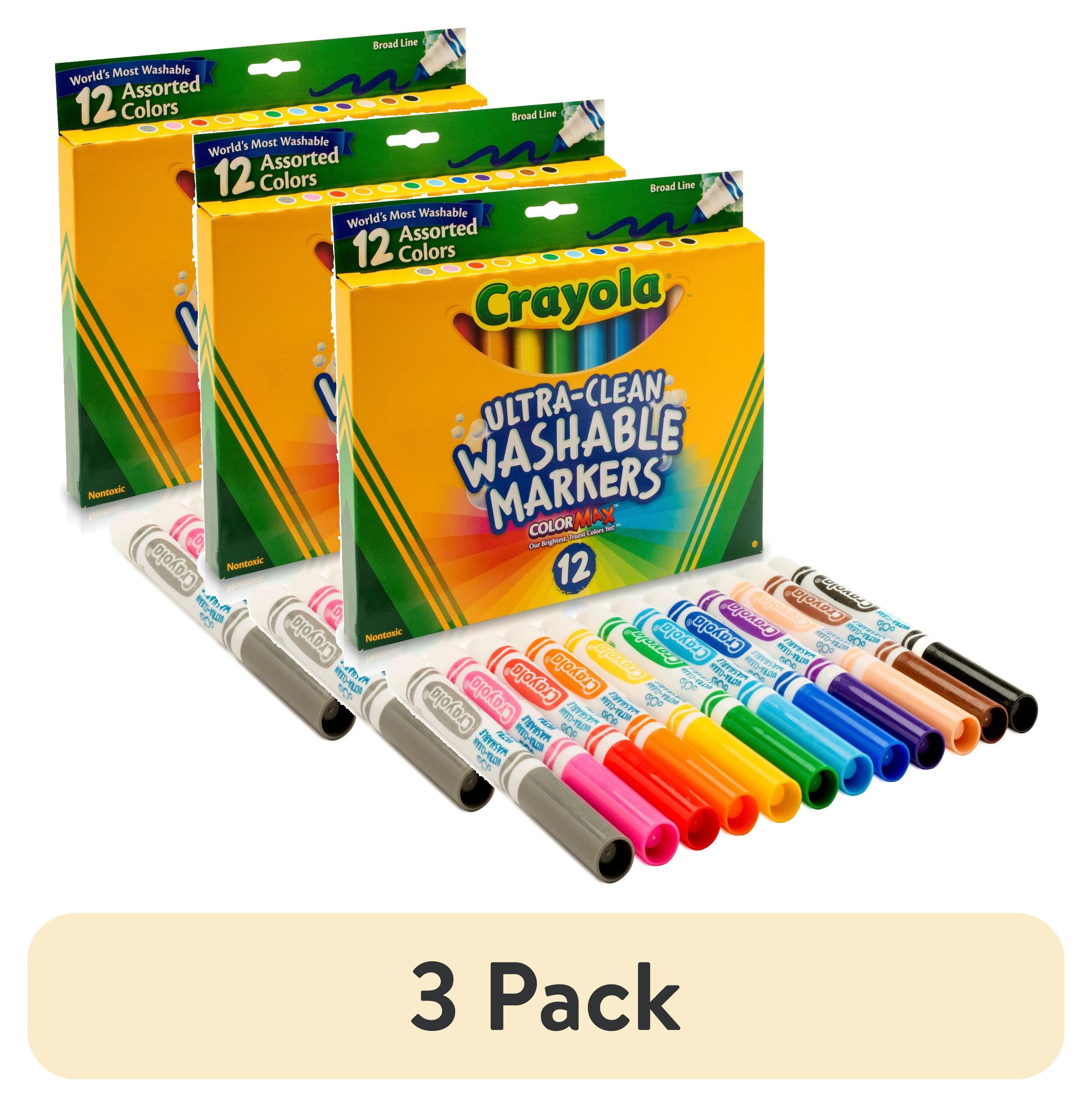 (3 pack) Crayola Classic Ultra-Clean Washable Markers, Fine Point ...