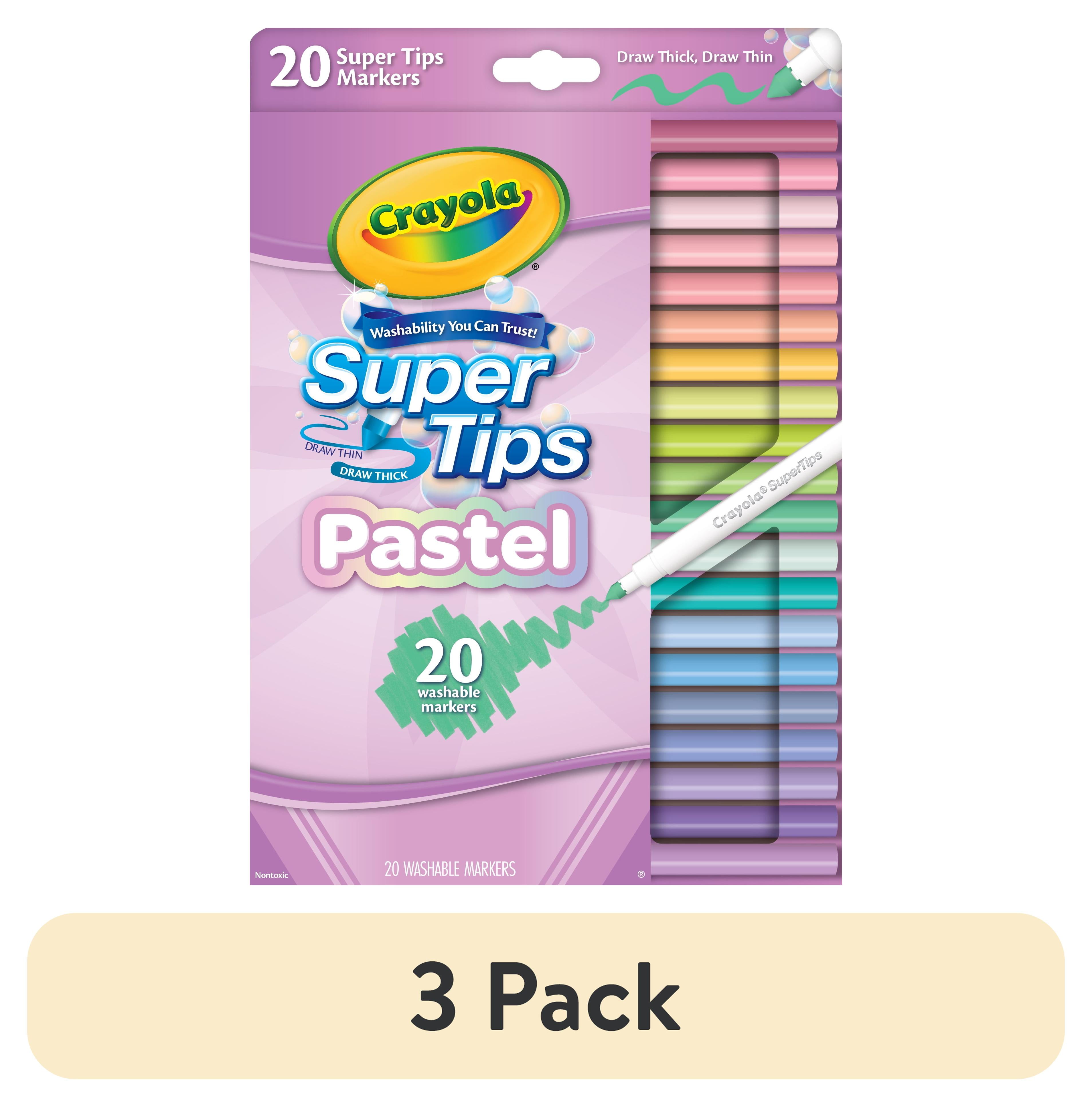 (3 pack) Crayola Supertips Pastel Markers (20ct), Washable Cute Markers ...