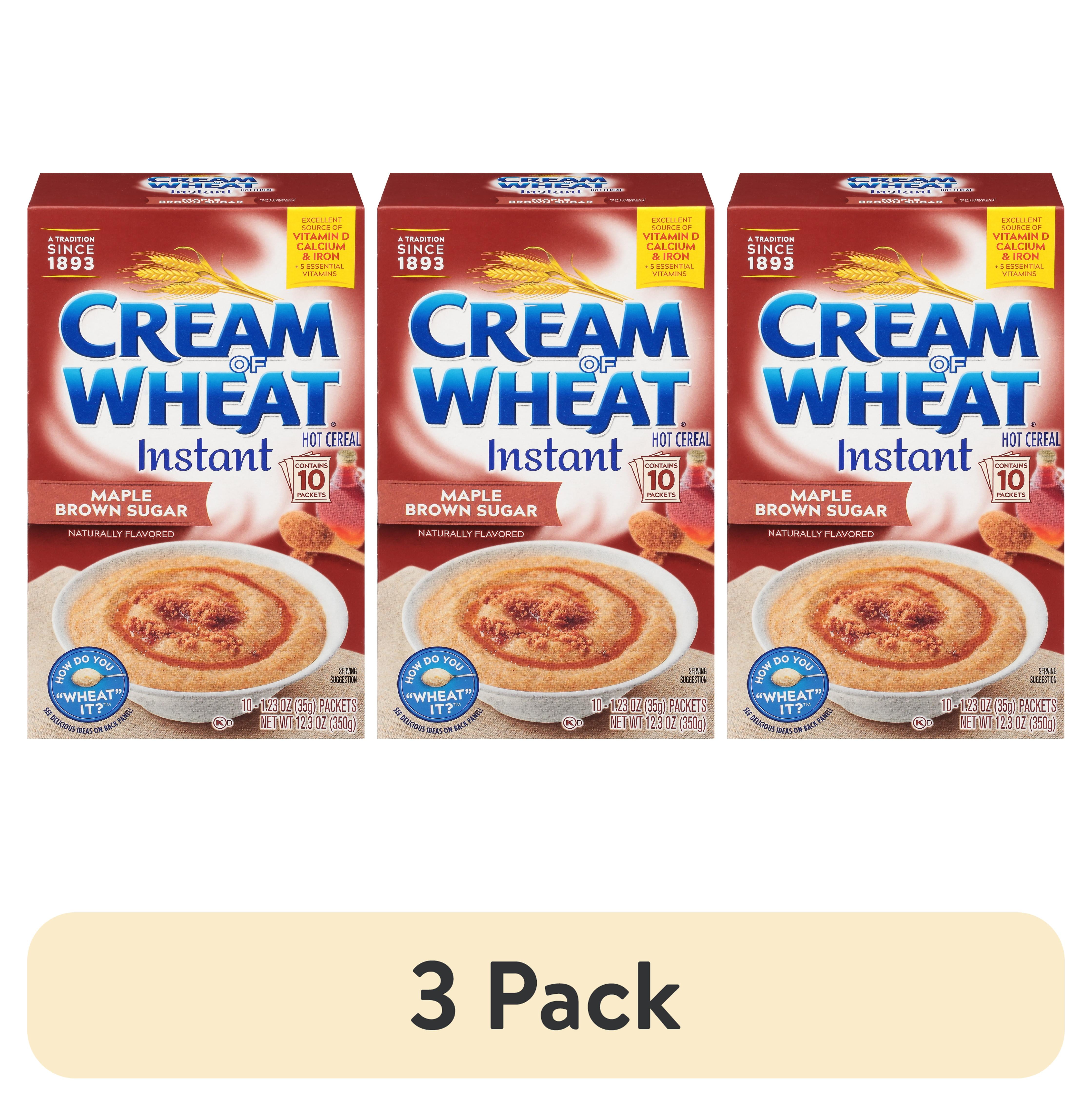 (3 pack) Cream of Wheat Instant Hot Cereal, Maple Brown Sugar, Kosher ...