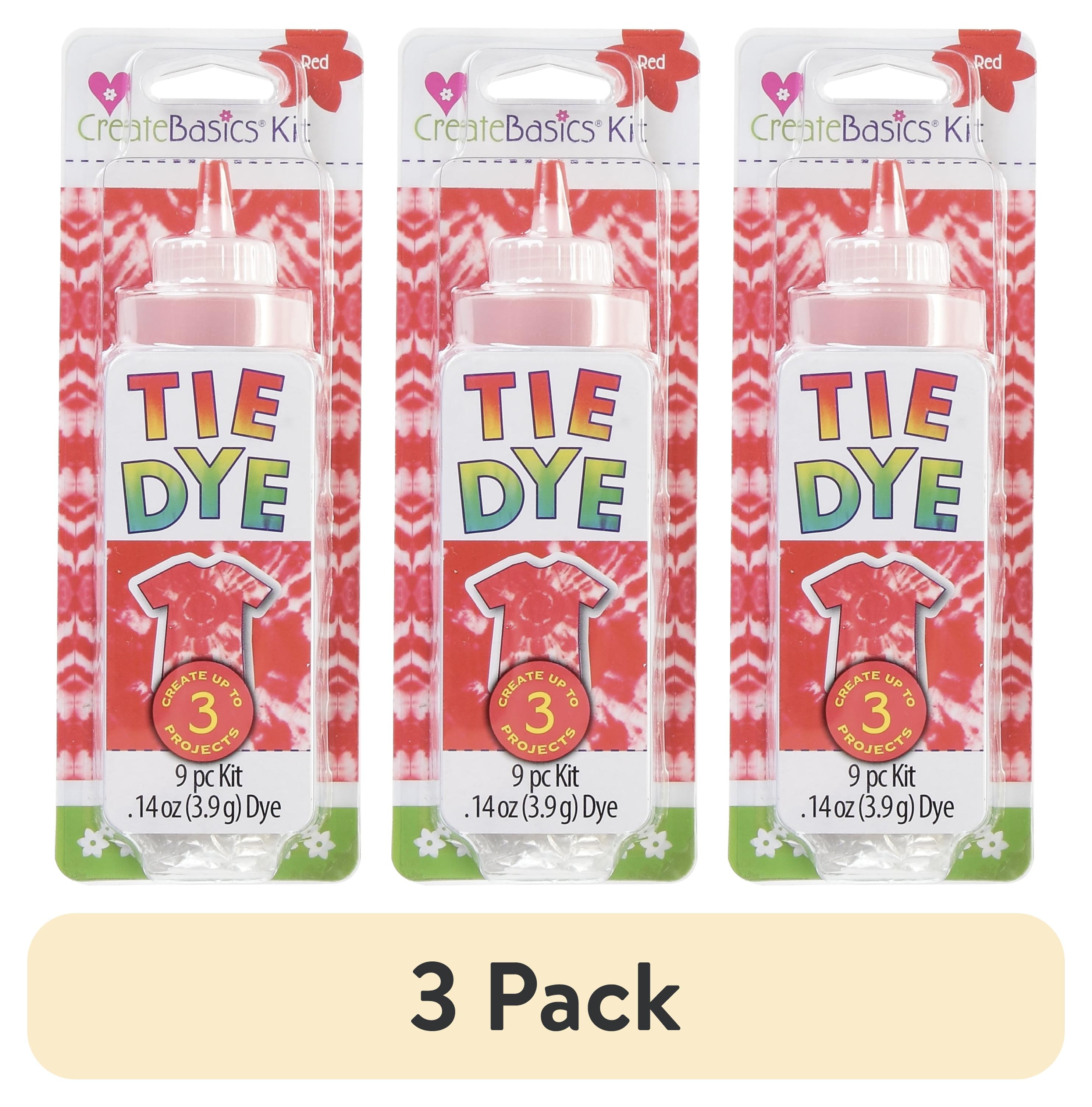 (3 pack) Create Basics 1 Color Tie Dye Kit, Red, Makes 4 fl oz ...