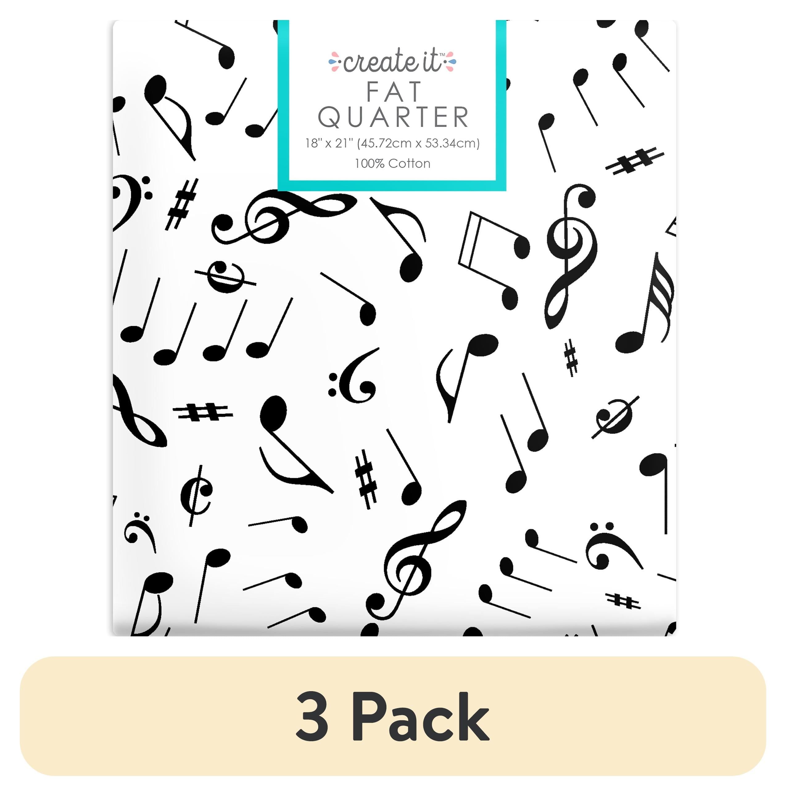 (3 pack) Create It 18"x21" 100% Cotton Music Notes Precut Sewing ...